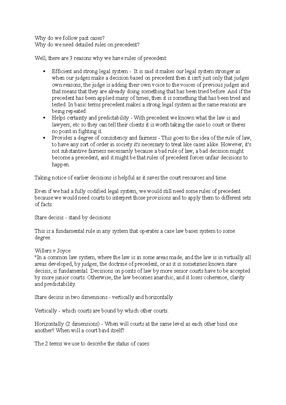 Precedent - Why do we follow past cases? Why do we need detailed rules ...