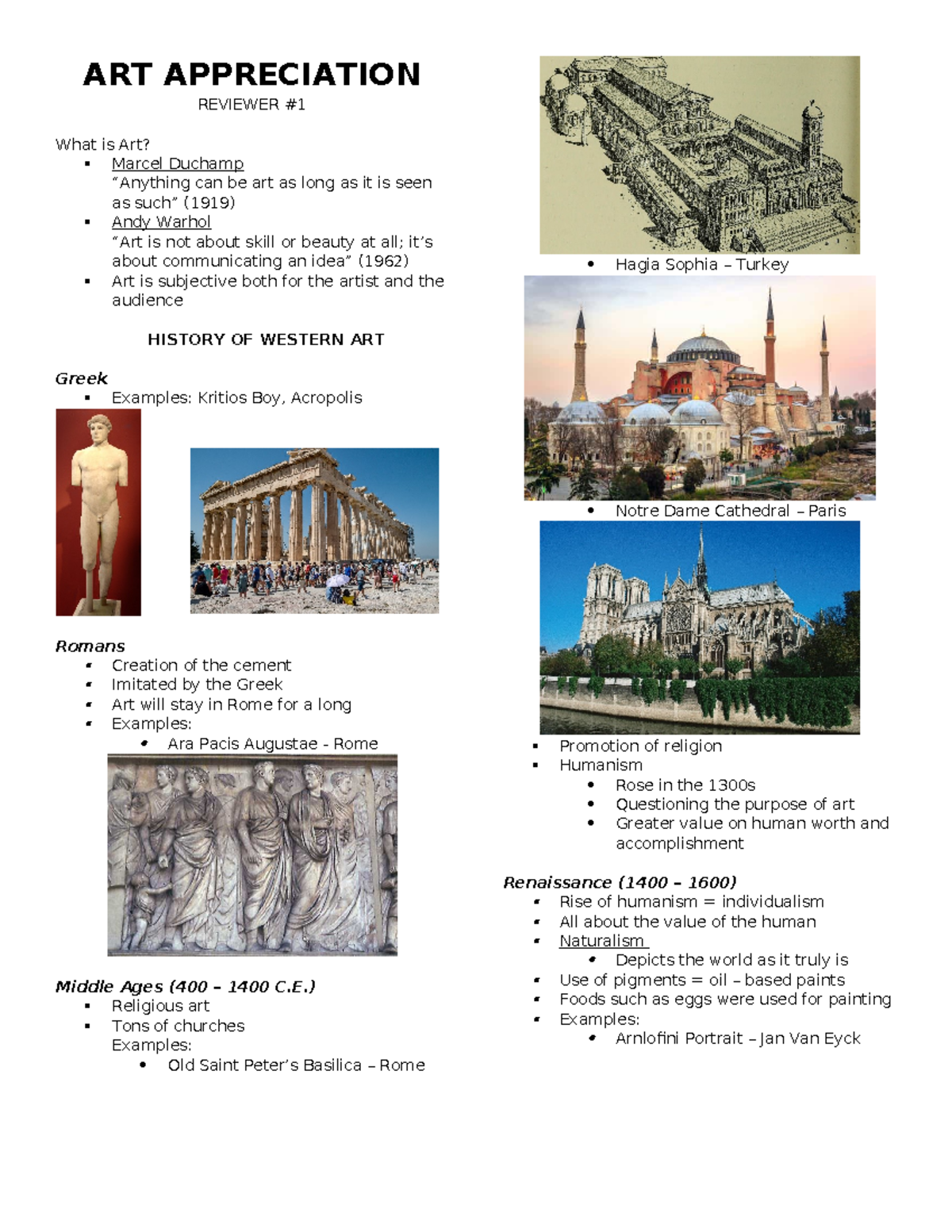 ART Appreciation - ART APPRECIATION REVIEWER What is Art? Marcel ...