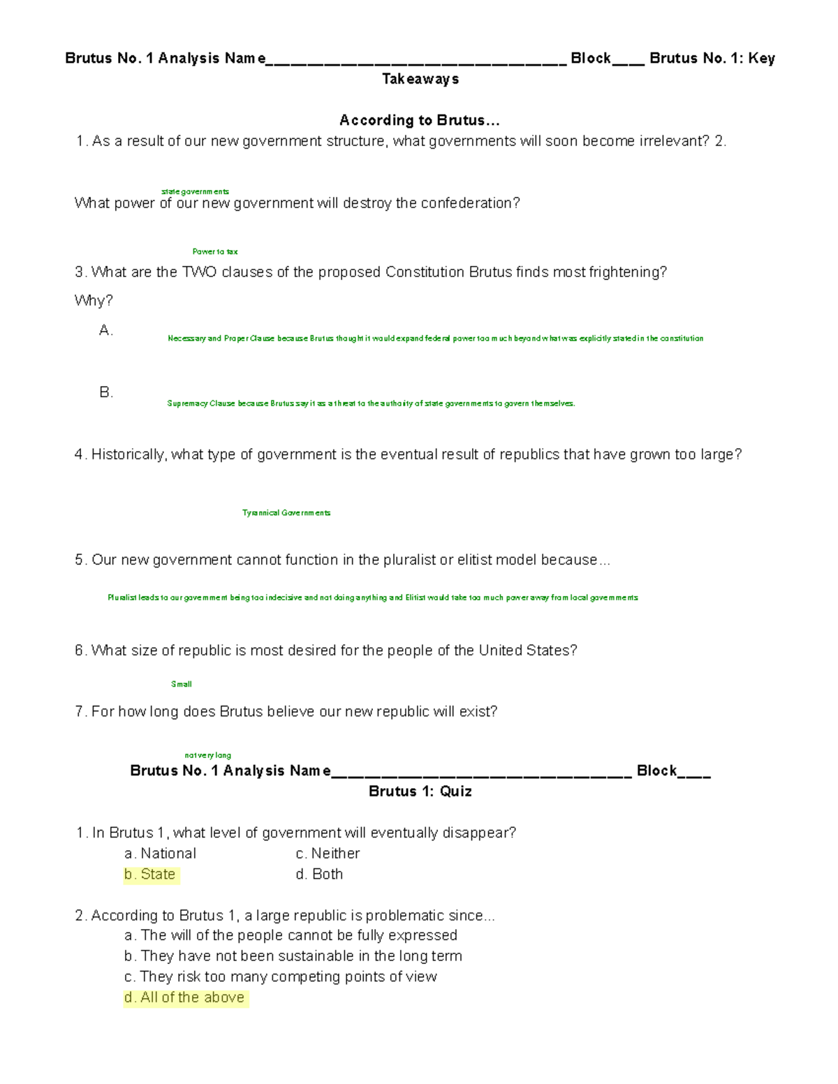 Kami Export - Brutus Guided Reading Quiz- Google Docs - Brutus No. 1 ...