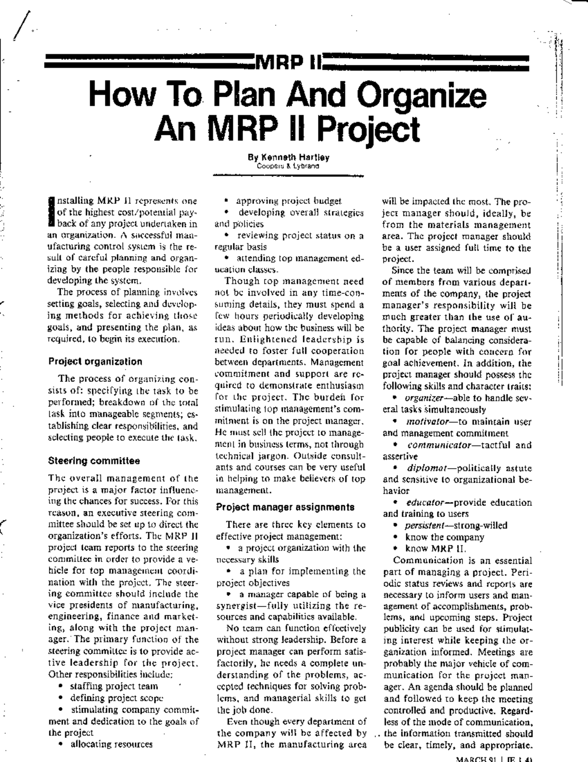 Mrpii Case - r \ How To Plan And Organize An MHP !t Prolect f nstalling ...