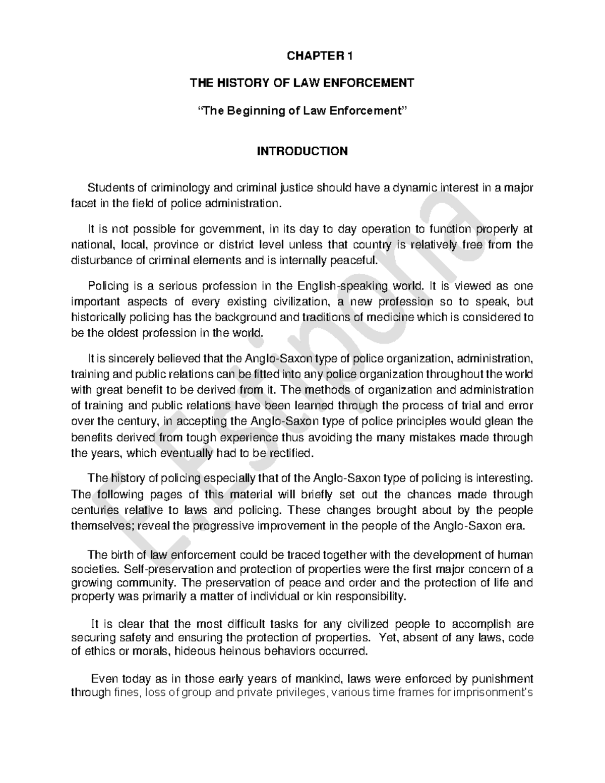 Chapter 1 Comp Models of Policing - CHAPTER 1 THE HISTORY OF LAW ...