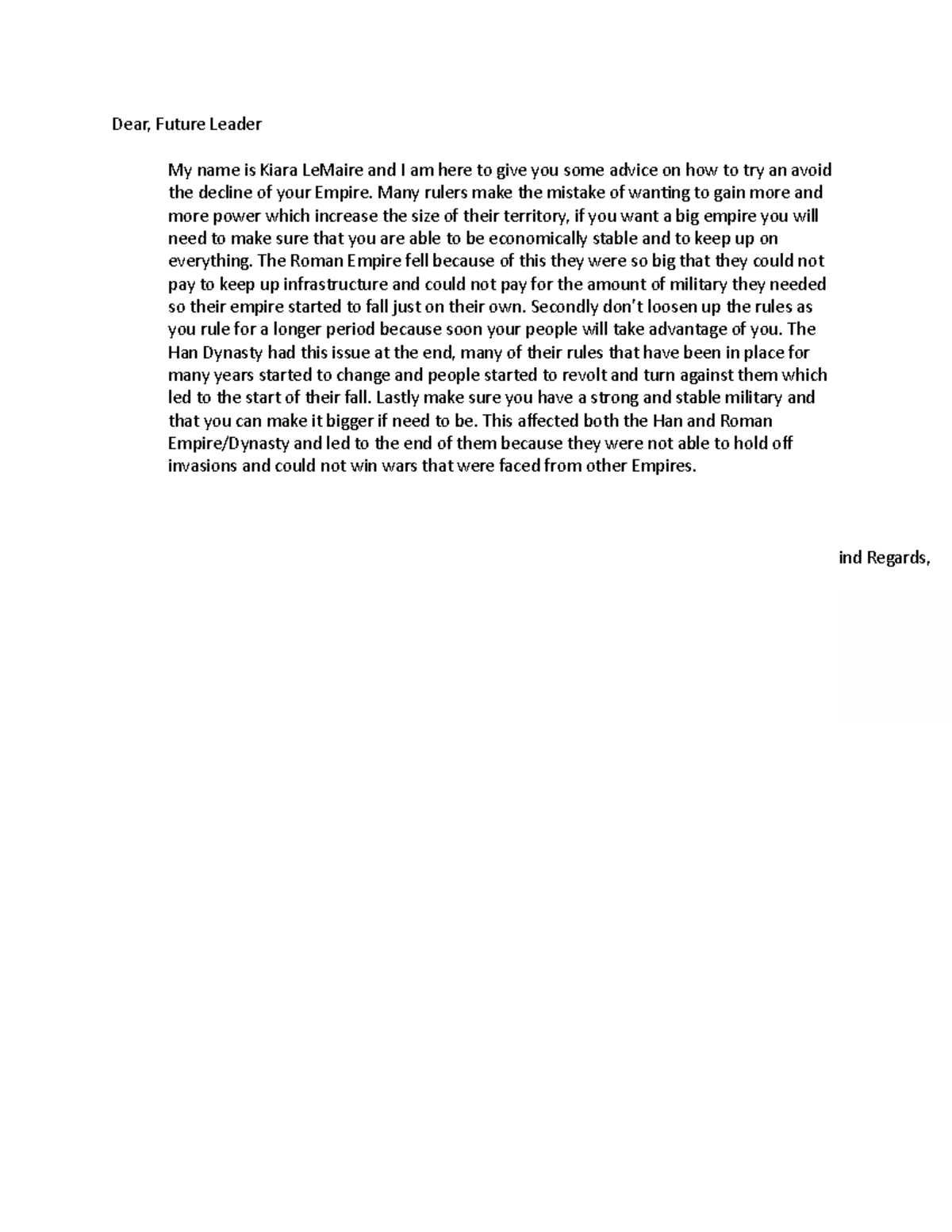 A letter to the general leader for world history - Dear, Future Leader ...