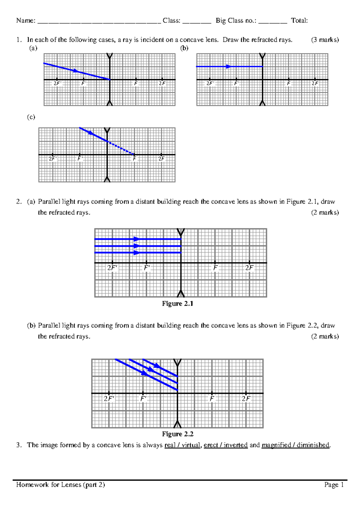 LENS Questions for Practice - Homework for Lenses (part 2 ) Page 1 Name ...