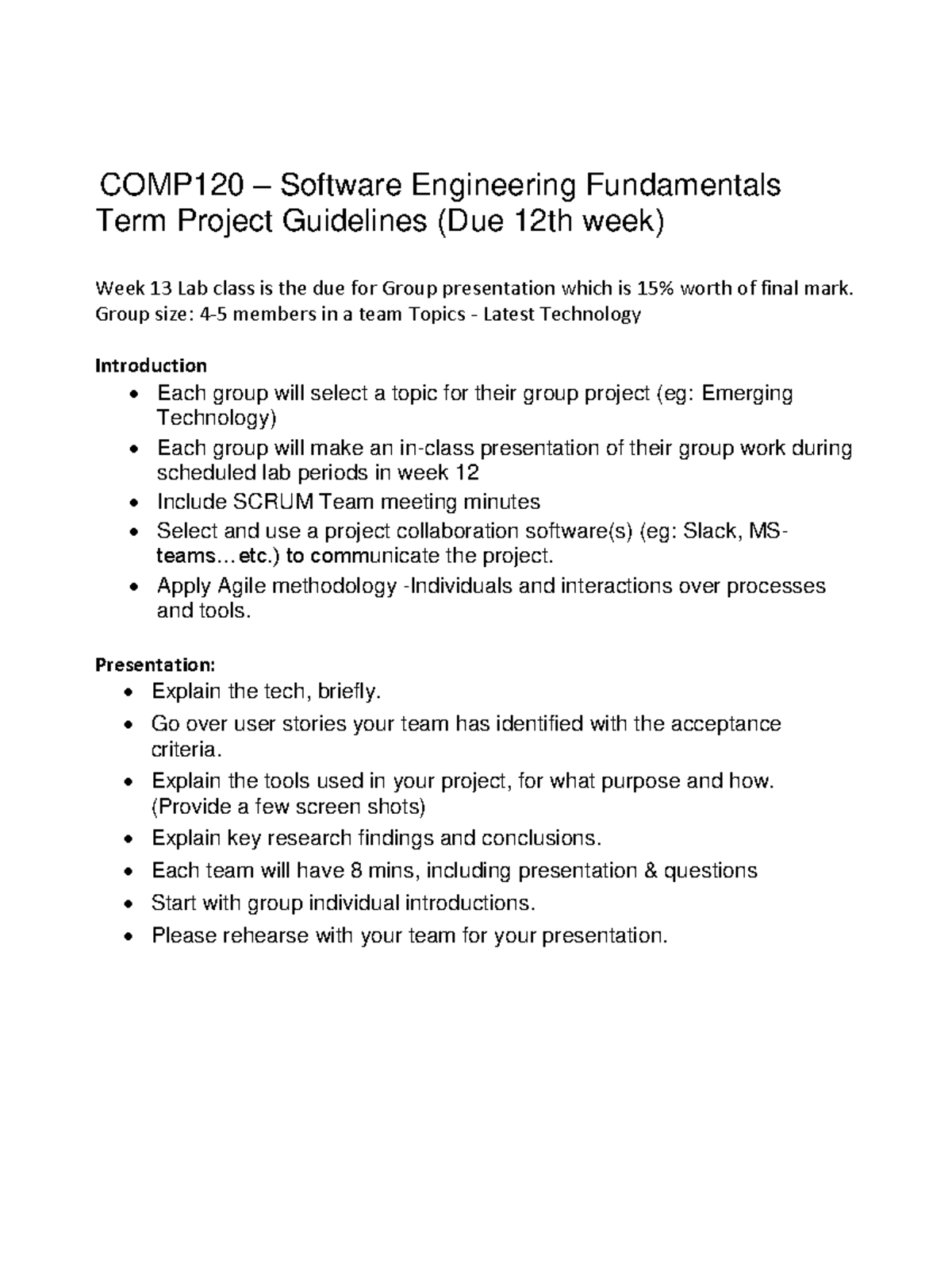COMP120 Project 1 - COMP120 – Software Engineering Fundamentals Term ...