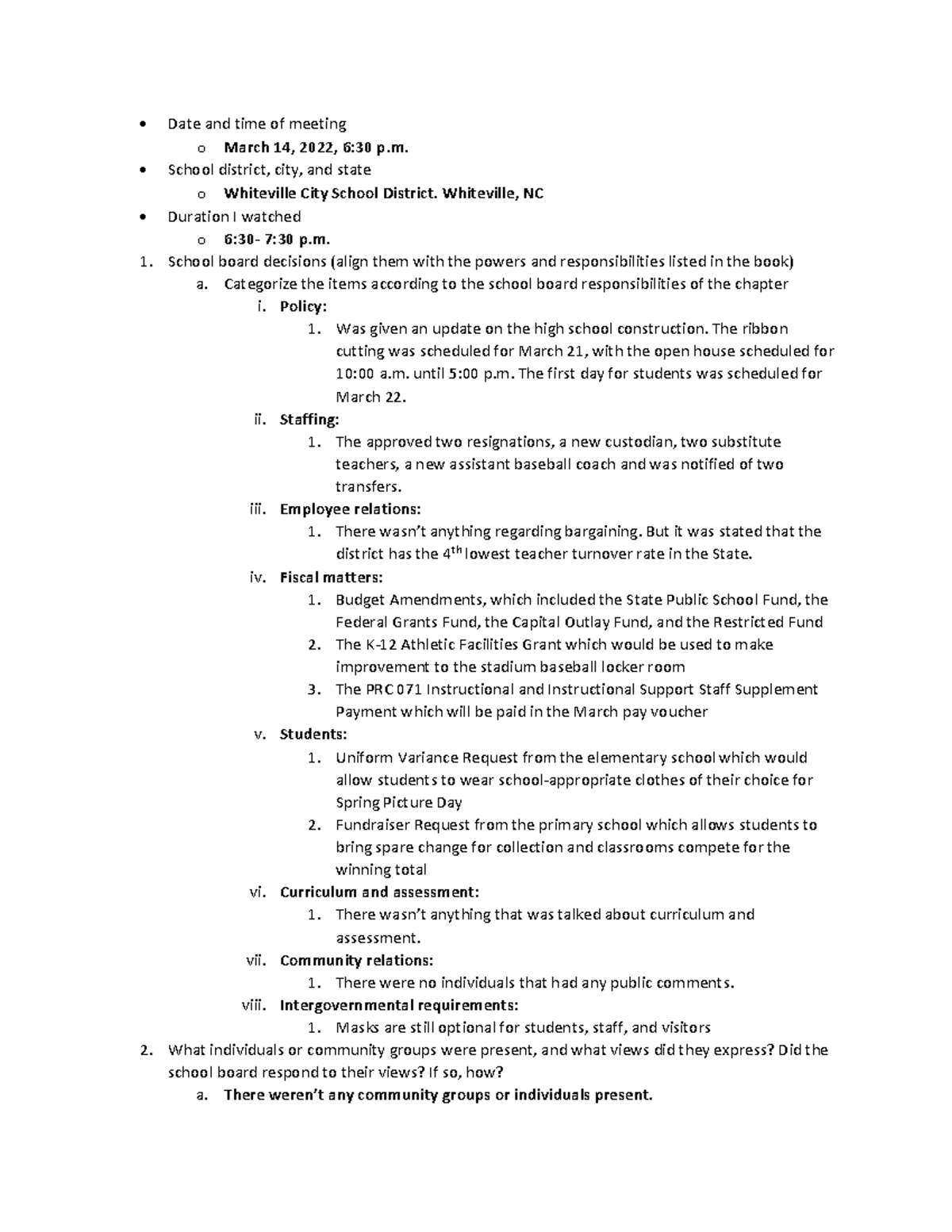 Board Of Education Project Date And Time Of Meeting O March 14 2022