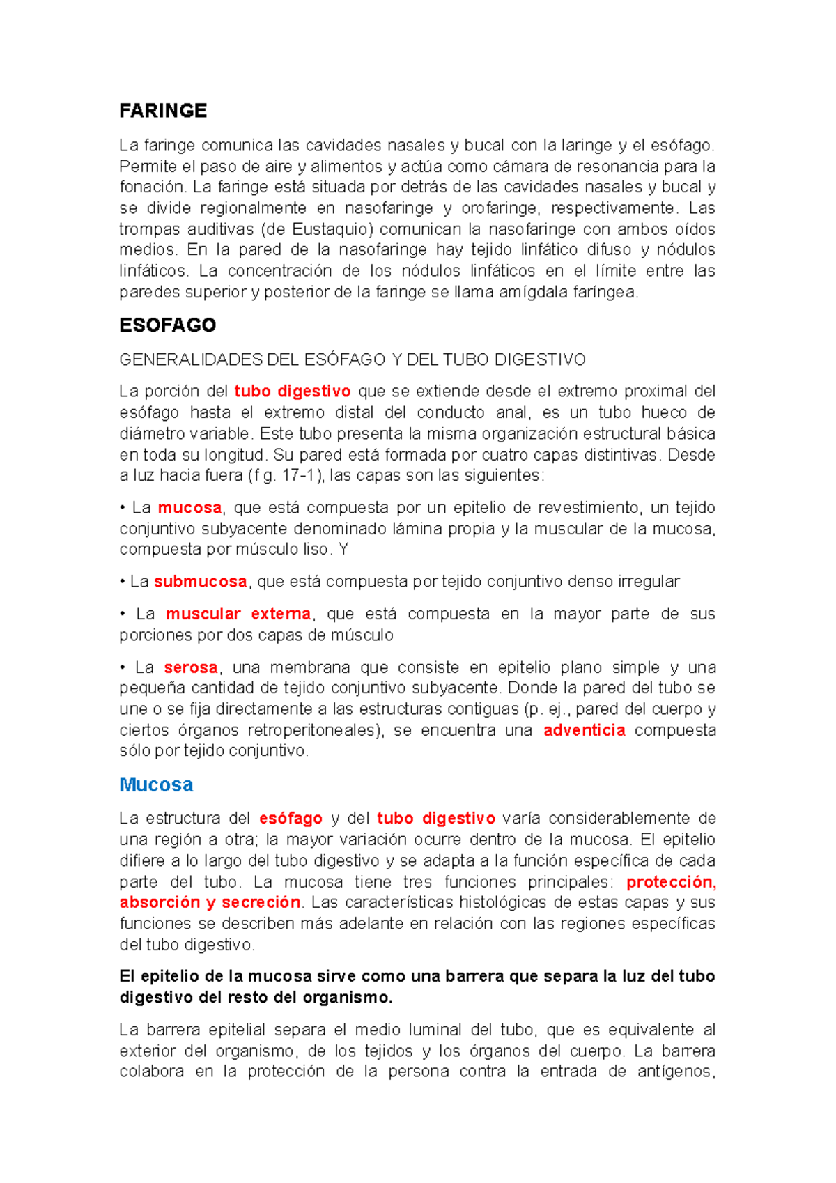 Esófago y Faringe Histología Ross - FARINGE La faringe comunica las ...