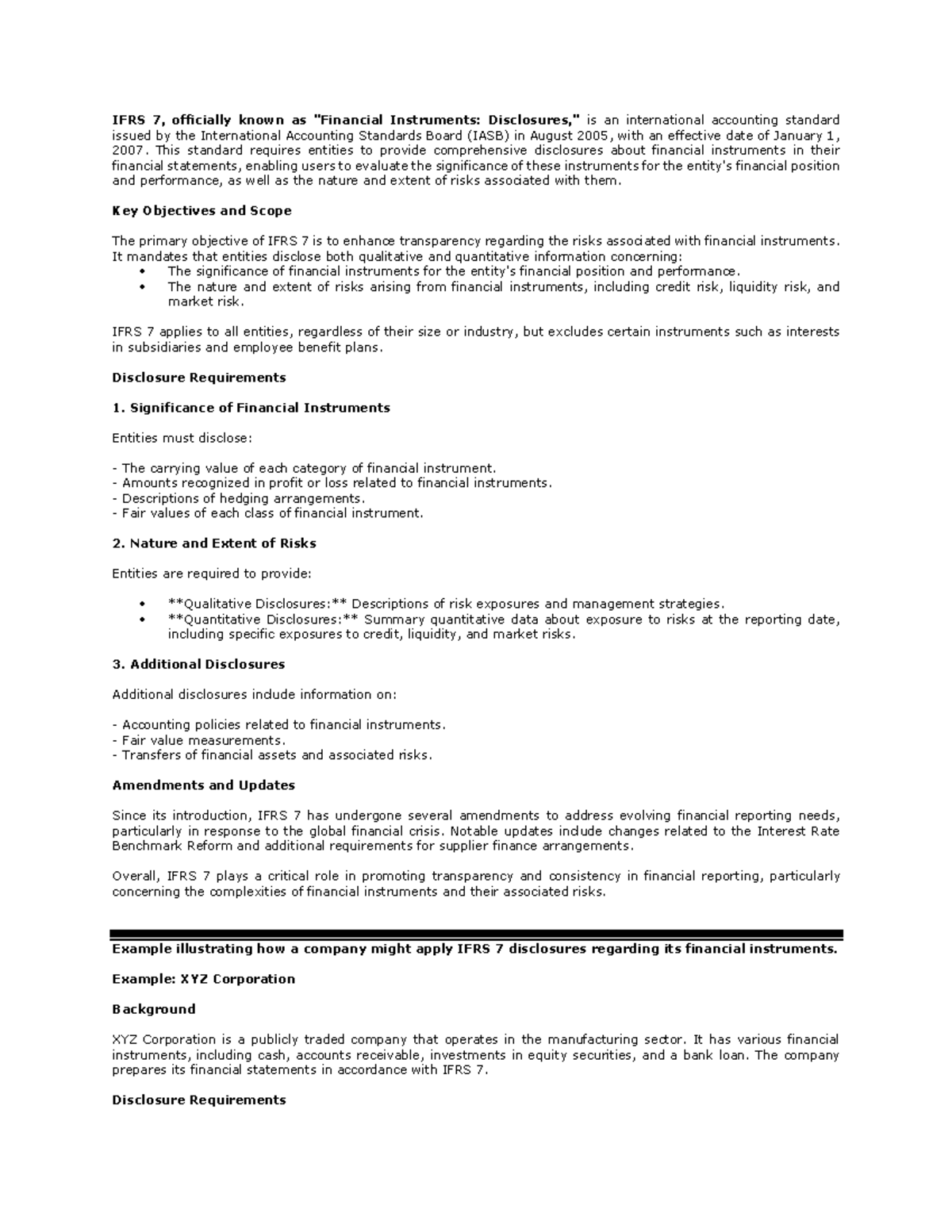 IFRS 7 - notes summary - IFRS 7, officially known as "Financial ...