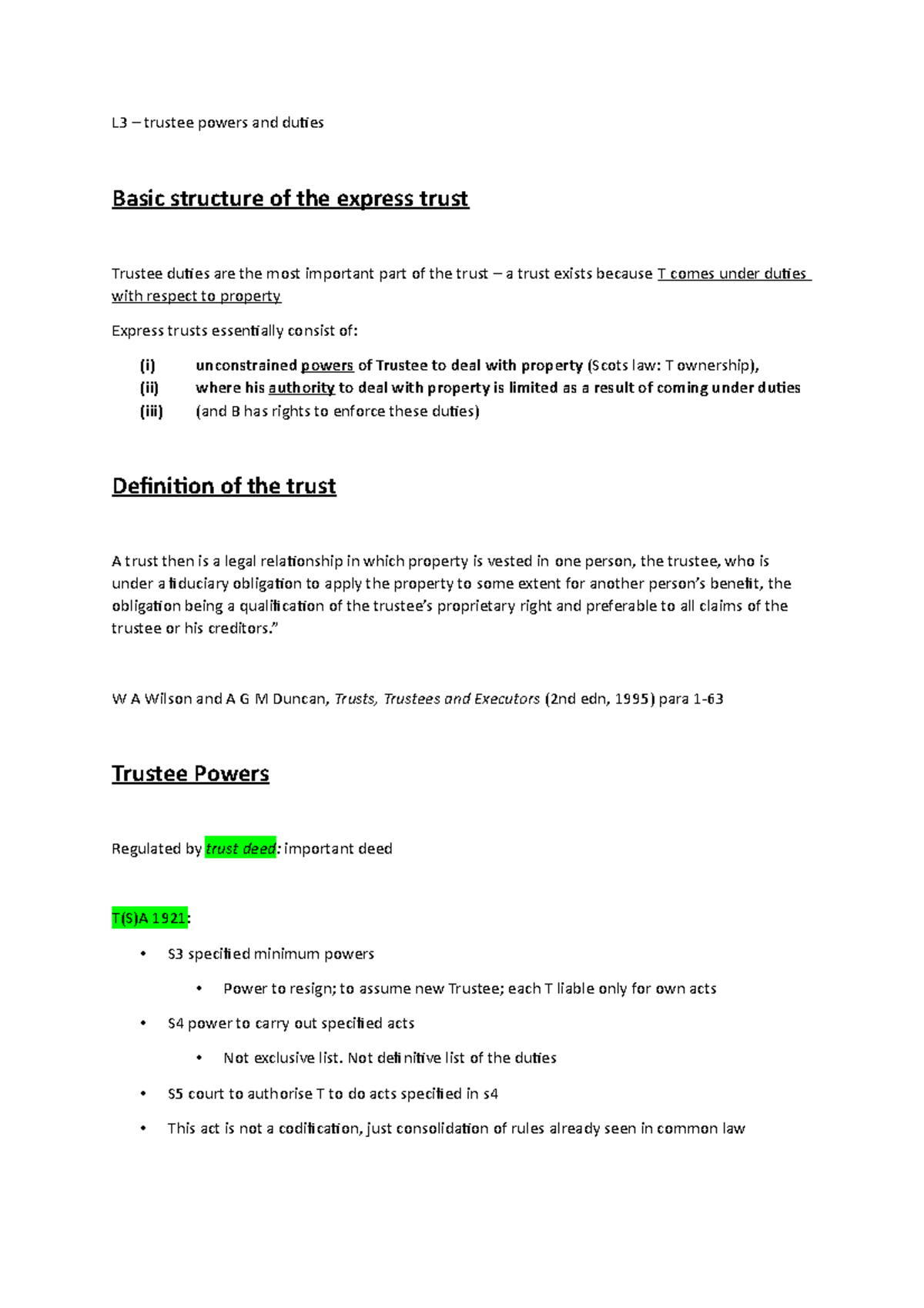 L3 – trustee powers and duties - L3 – trustee powers and duties Basic structure of the express ...