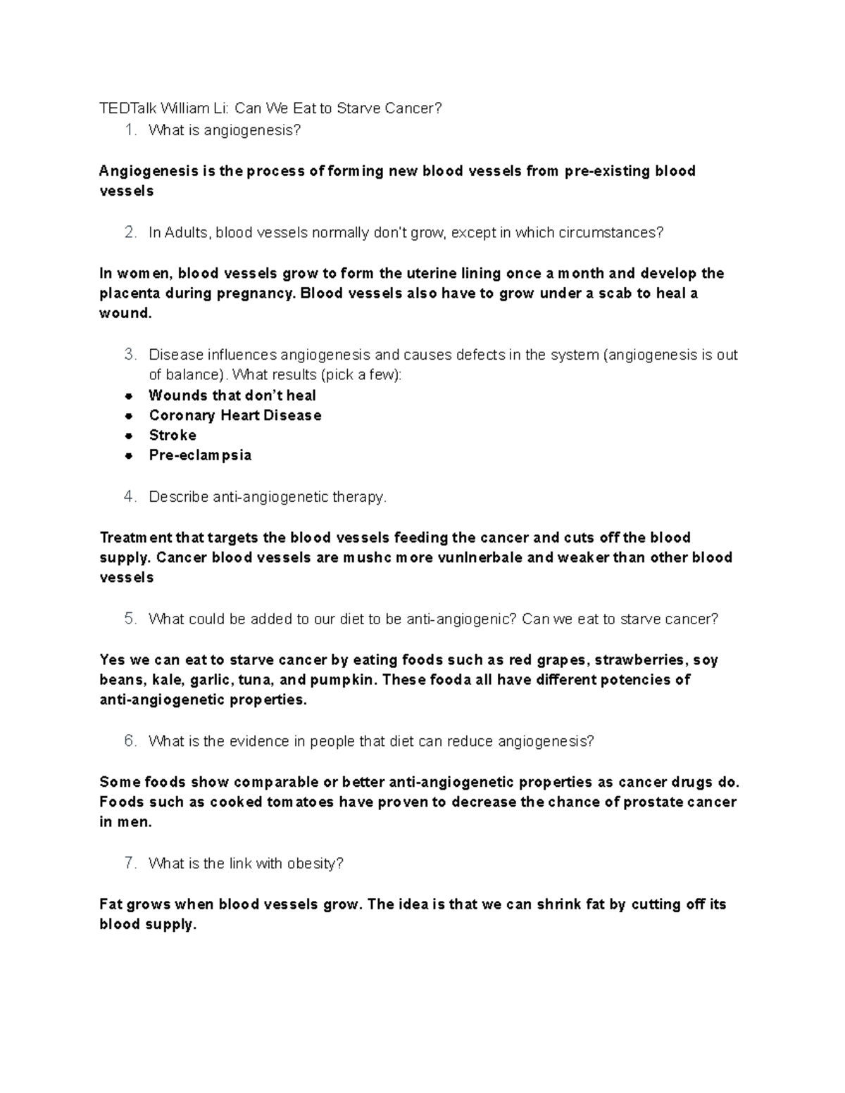 TED Talk - Cancer Ted Talk - TEDTalk William Li: Can We Eat to Starve ...