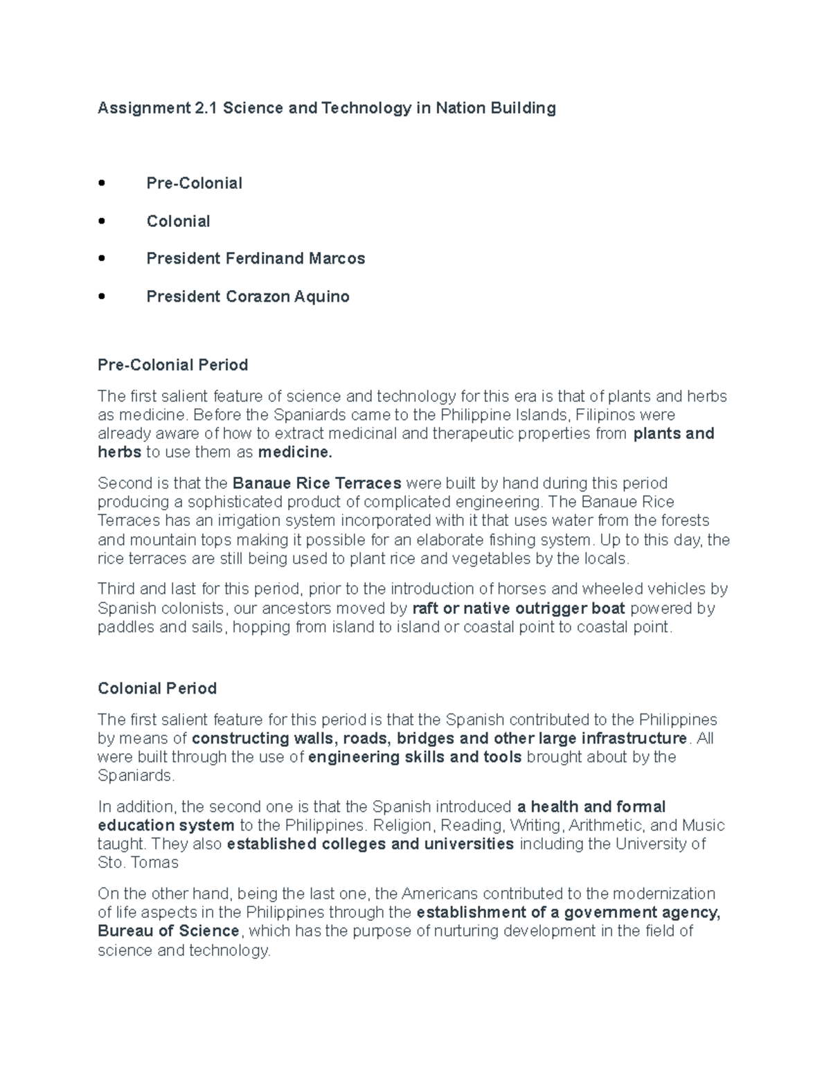 Assignment 2.1 Science and Technology in Nation Building - Assignment 2 ...