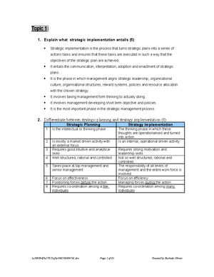 Detailed MNG3702- notes - MNG3702: Strategic Implementation Learning ...