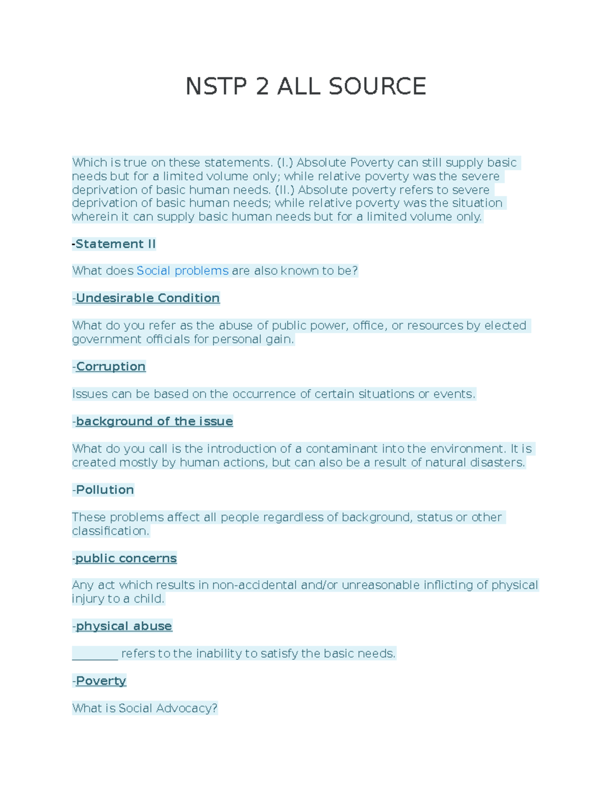 NSTP 2 ALL Sources - Reference - NSTP 2 ALL SOURCE Which is true on ...