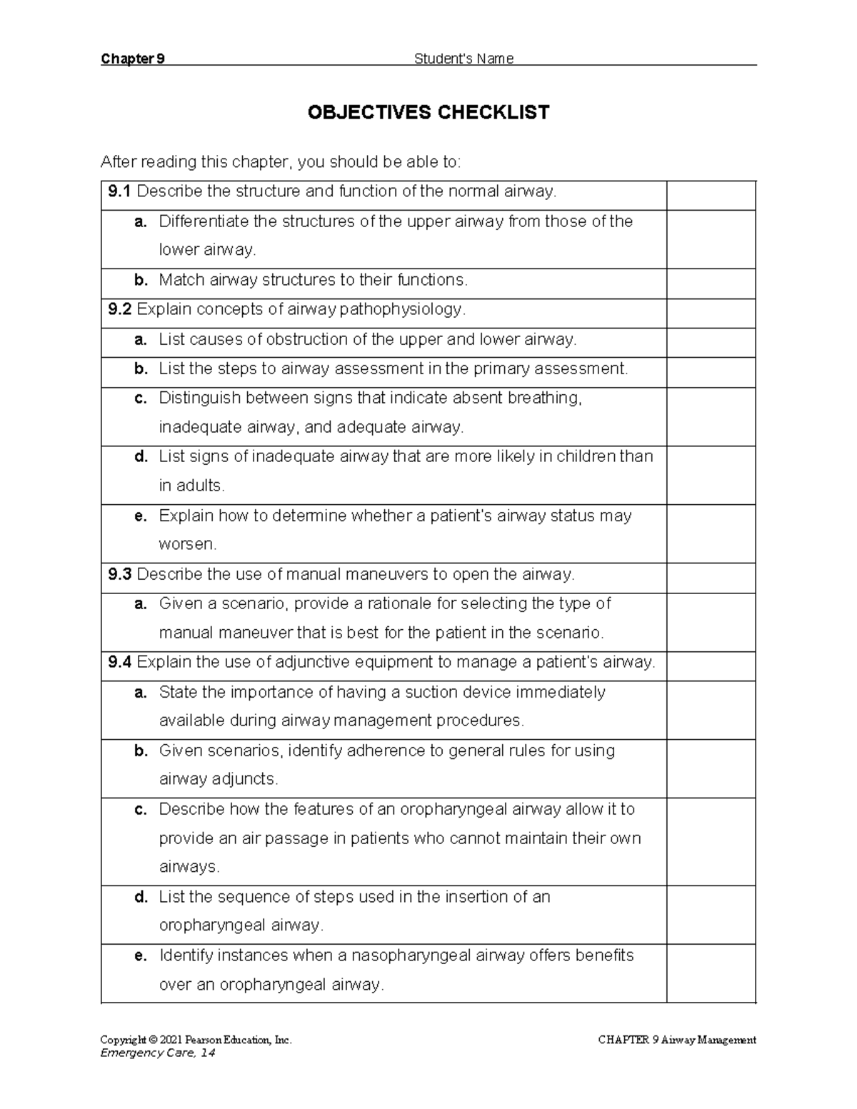 Objectives Ch 9 Limmer - its what you should learn when you read ...