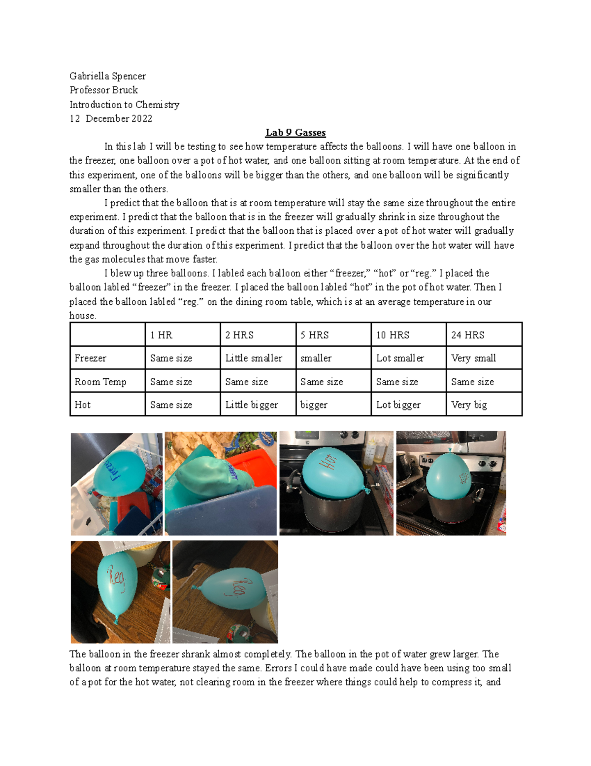 Lab 9 Gasses - Lab Report - Gabriella Spencer Professor Bruck ...