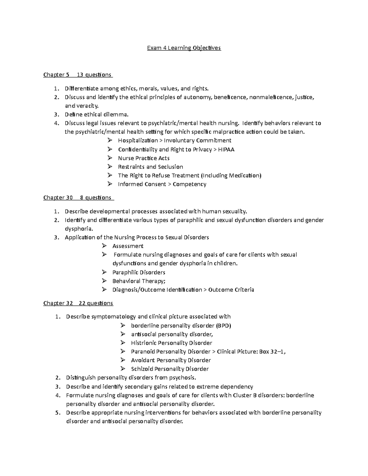Exam 4 Learning Objectives - Exam 4 Learning Objectives Chapter 5 13 ...