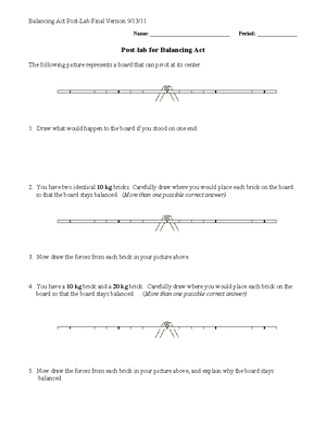 Balanced Unbalanced Net Forces Simulation - NAME _________________________ PhET Simulation ...