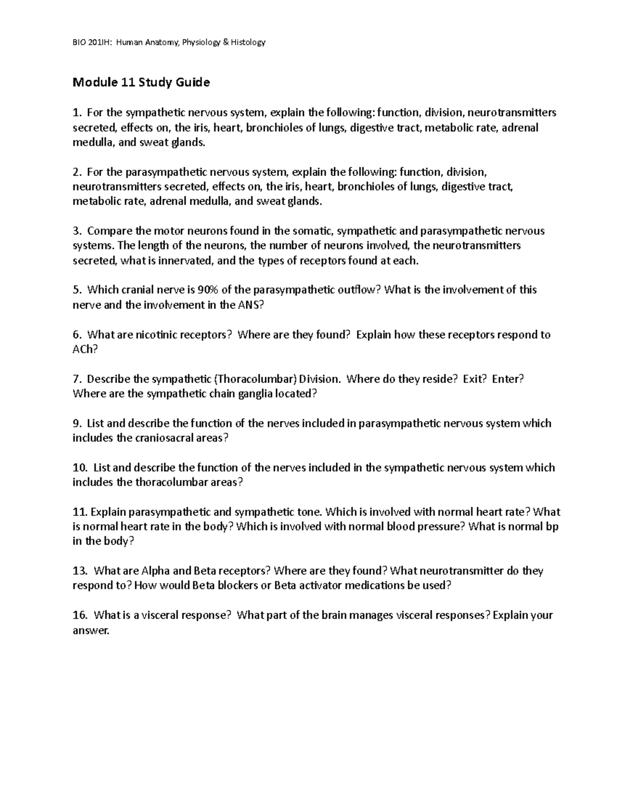 02 Chpt 14 Exam Study Guide - BIO 201IH: Human Anatomy, Physiology ...