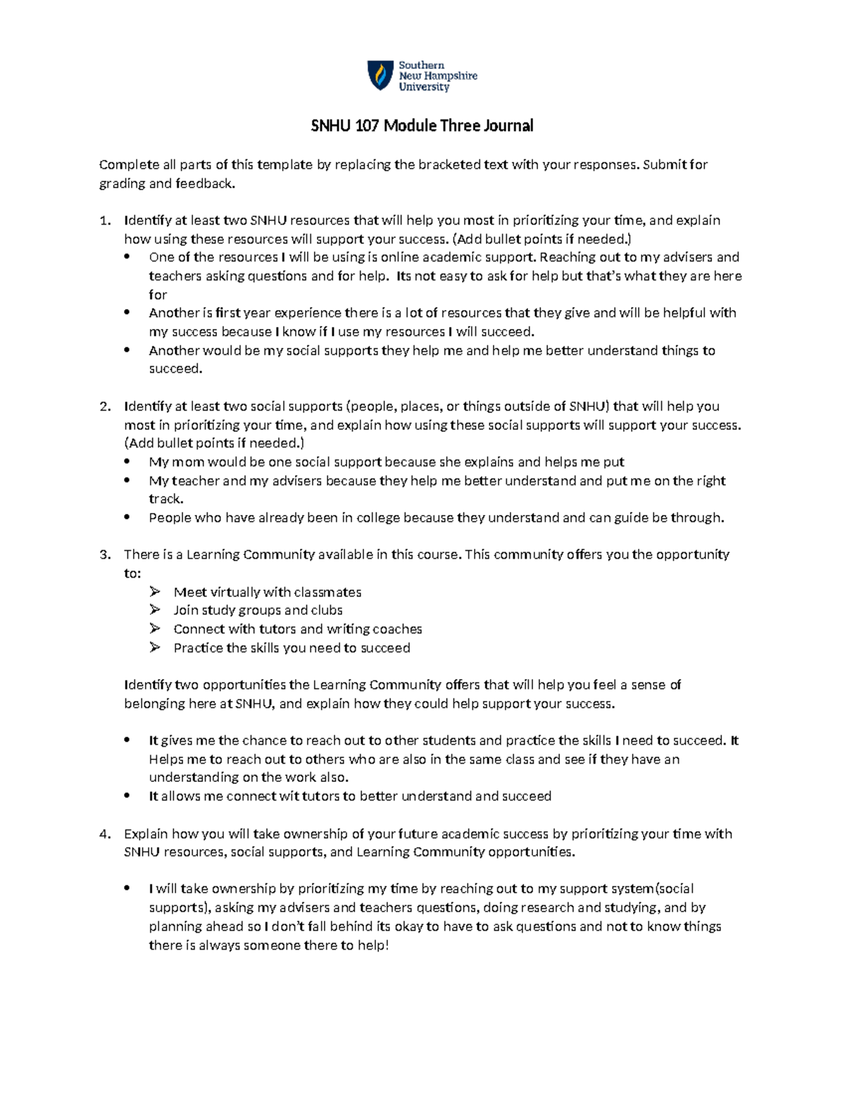 SNHU 107 Module Three Journal Template - SNHU 107 Module Three Journal ...