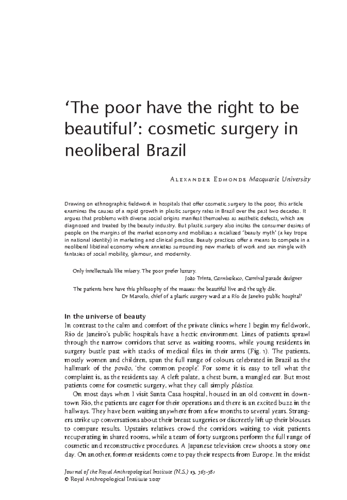 Edmonds. The Poor - .... - ‘The poor have the right to be beautiful ...