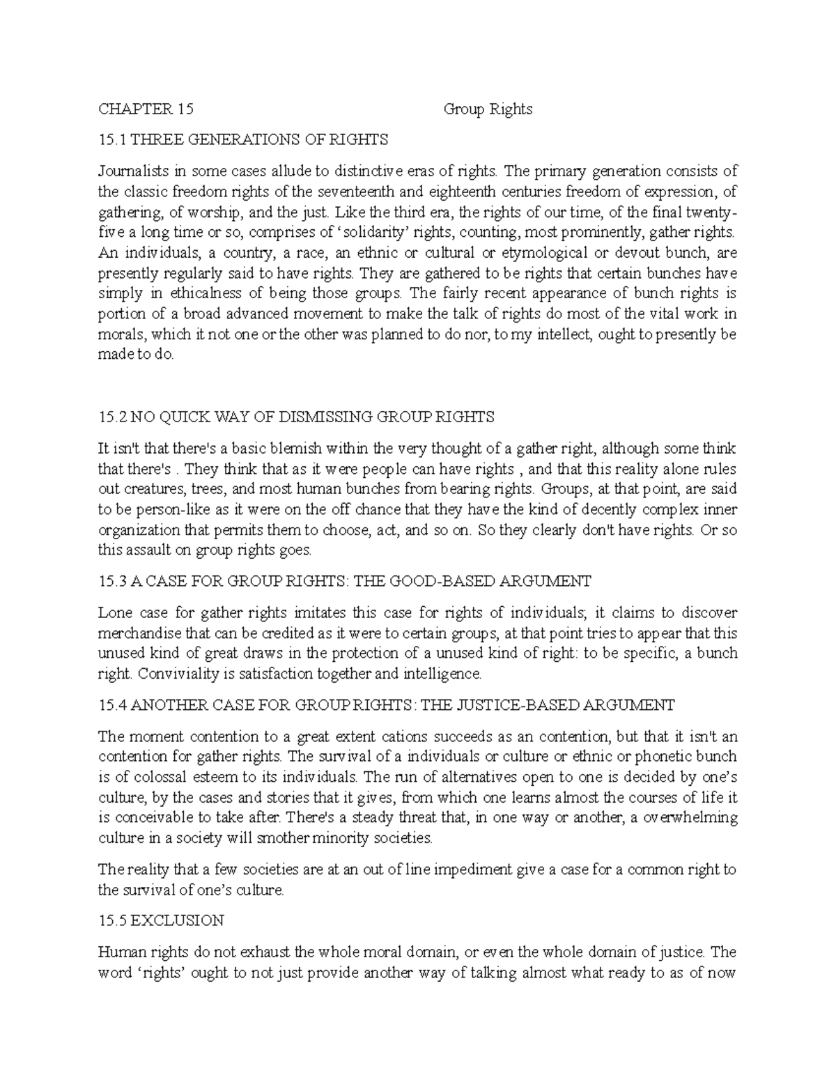 Chapter-15-Summary - Group Rights - CHAPTER 15 Group Rights 15 THREE ...