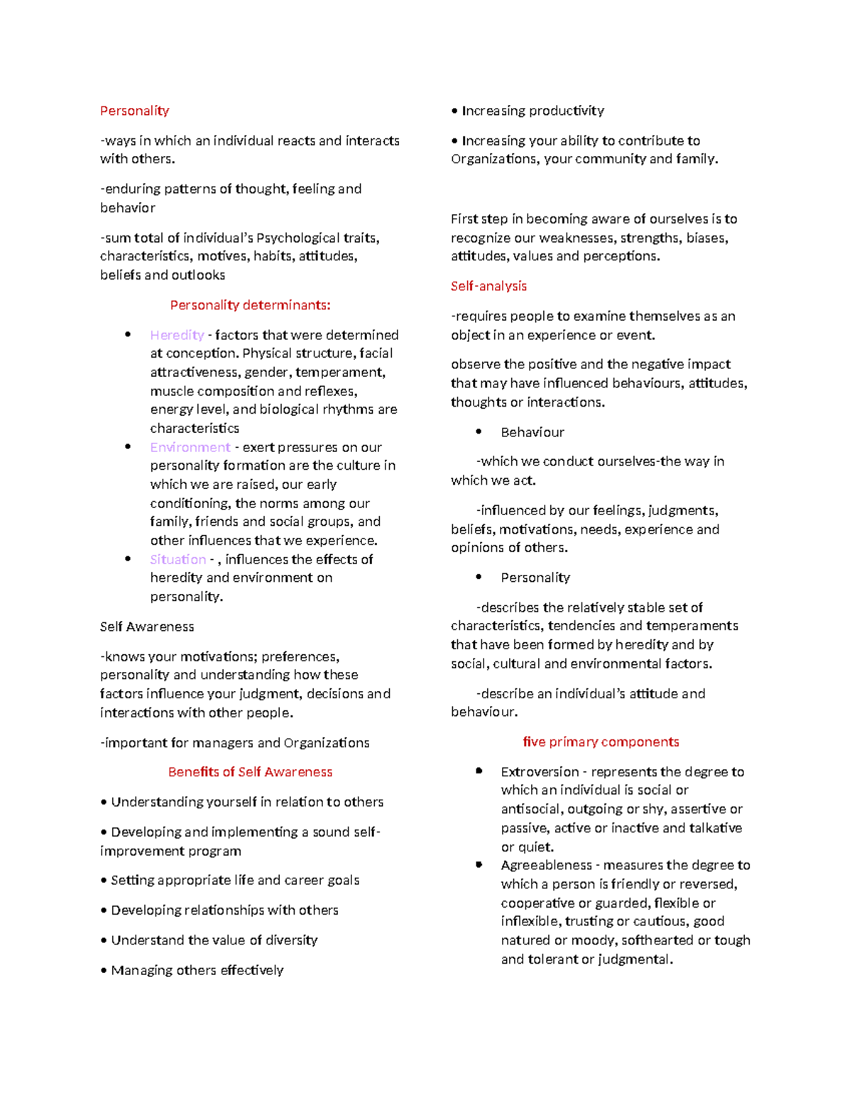Personal Development - Personality -ways in which an individual reacts ...
