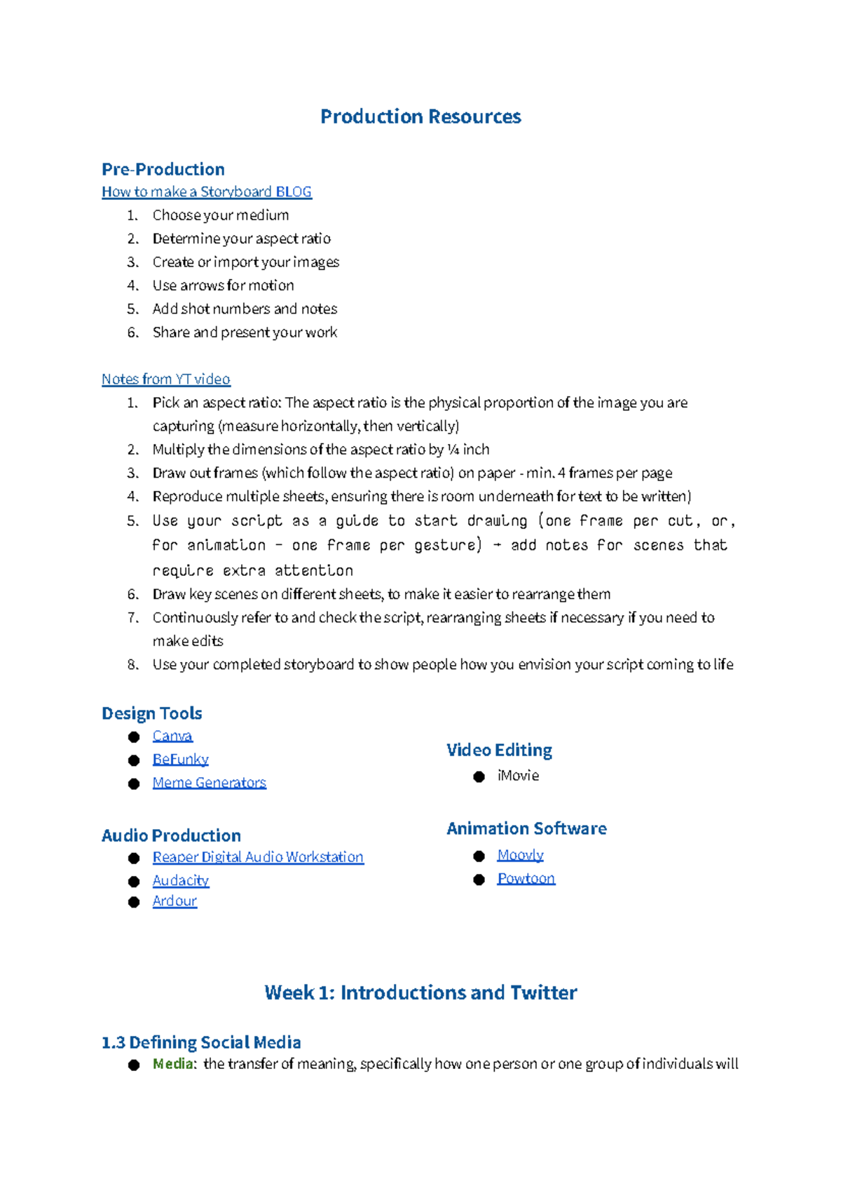 OLES2107 Module Notes - Content and Pre-work - Production Resources Pre ...