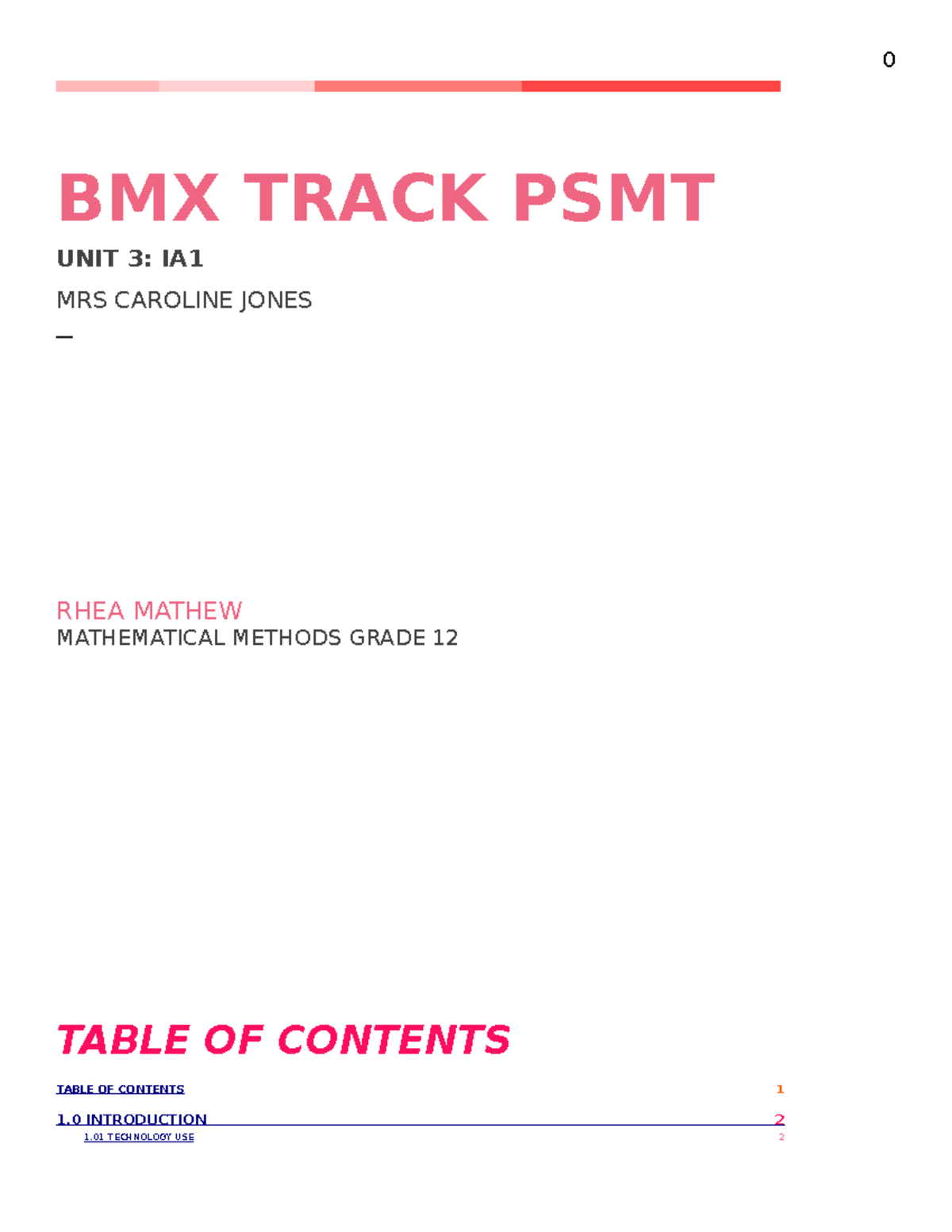 UNIT 3 PSMT MATH Methods- RHEA Mathew - BMX TRACK PSMT UNIT 3: IA MRS ...