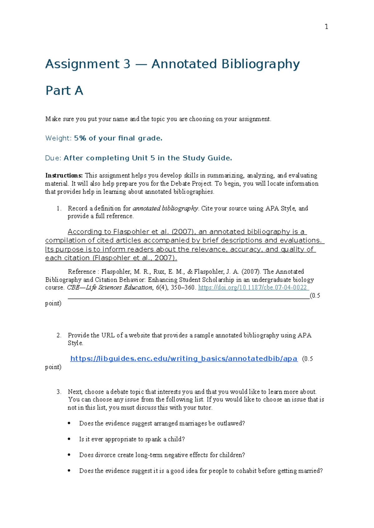 Annotated bibliography - Assignment 3 — Annotated Bibliography Part A ...