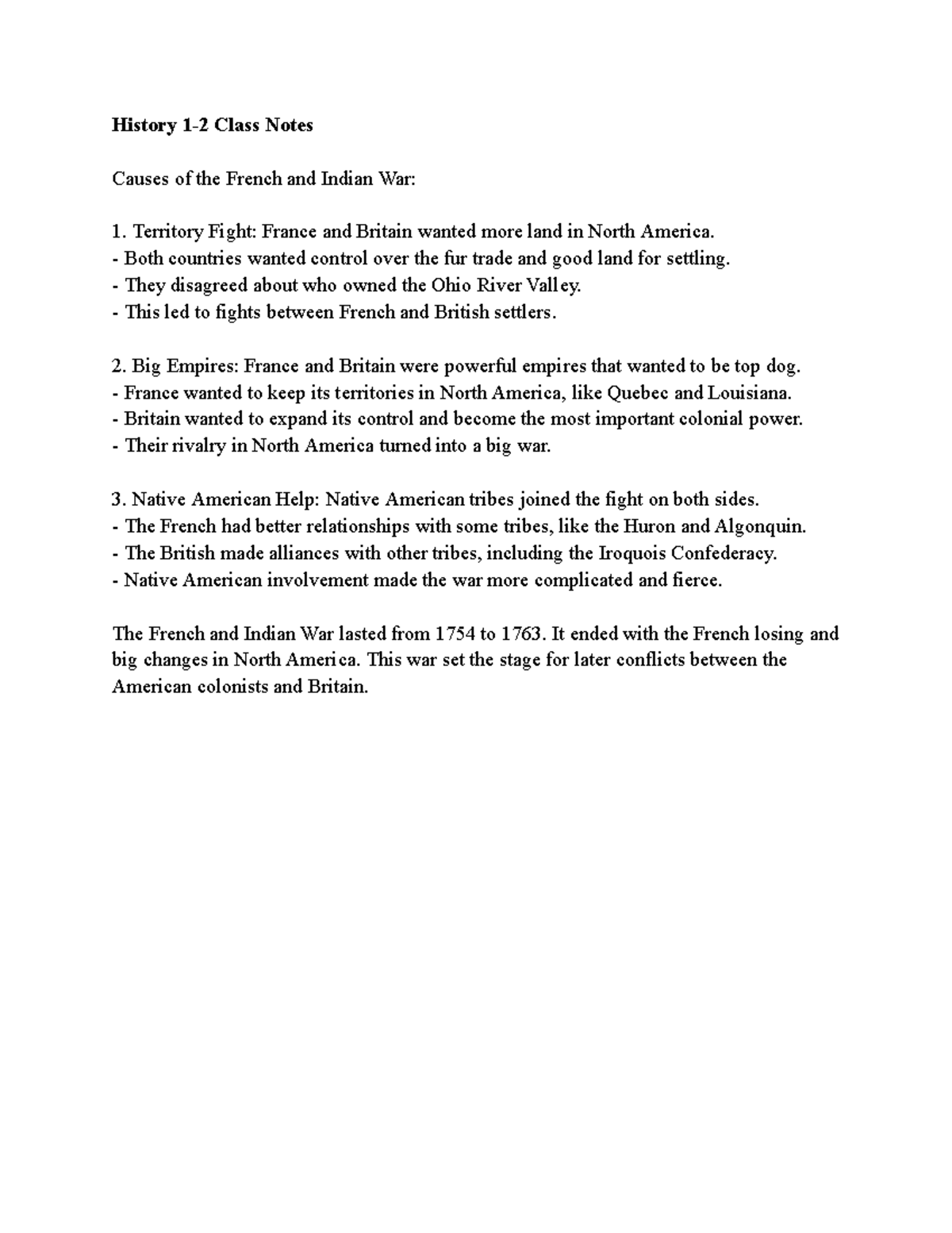 History class notes (Highschool Honors level) - History 1-2 Class Notes ...