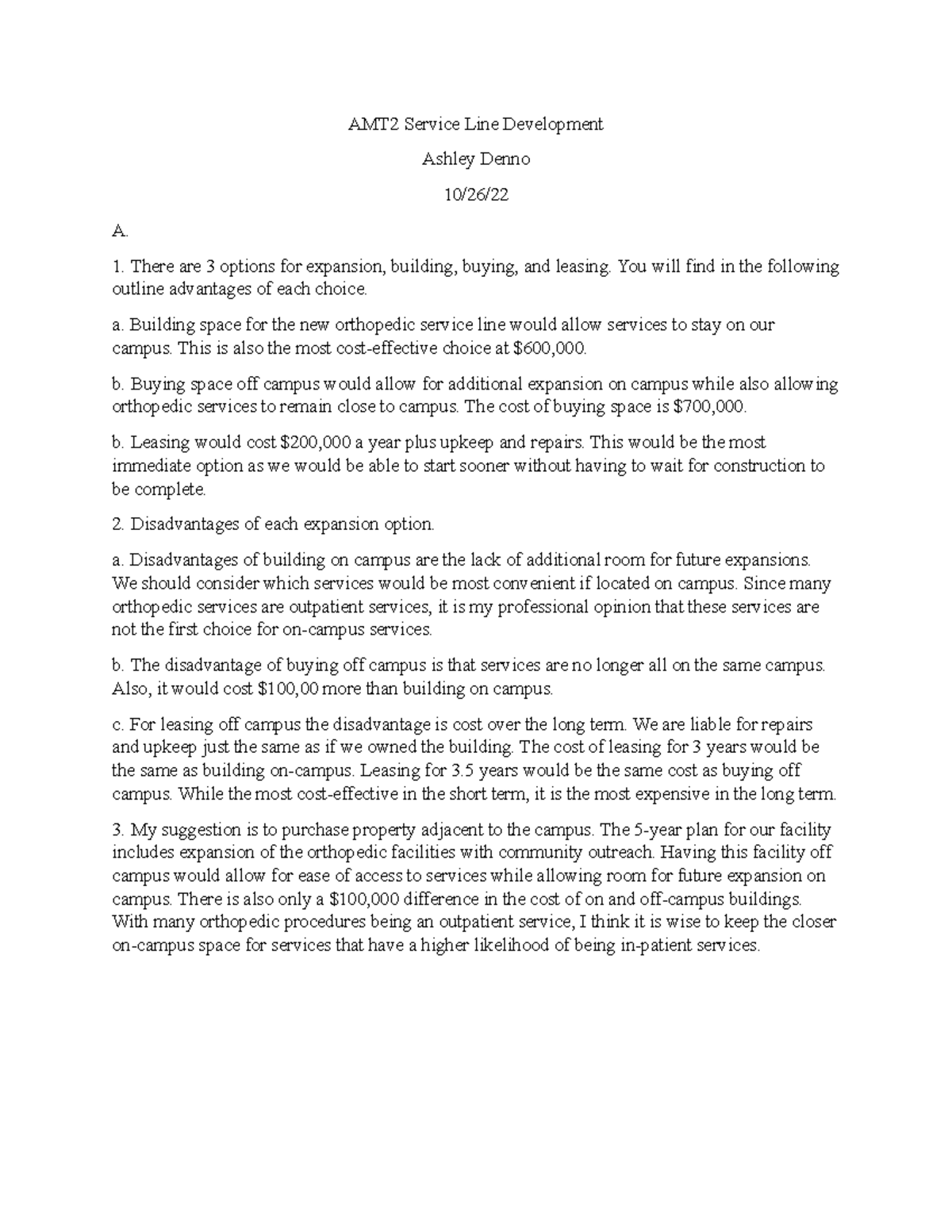 AMT2 Service Line Development - AMT2 Service Line Development Ashley ...