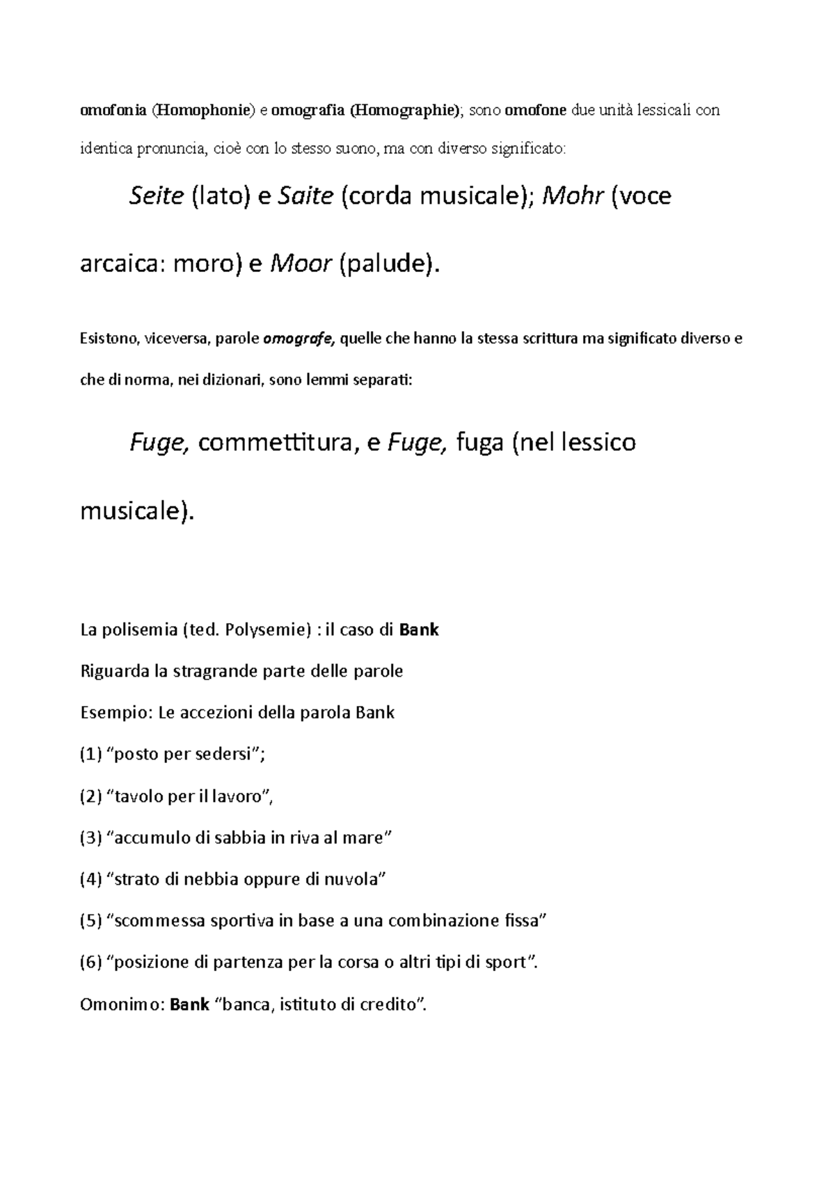 Appunti sgamb - omofonia (Homophonie) e omografia (Homographie); sono ...