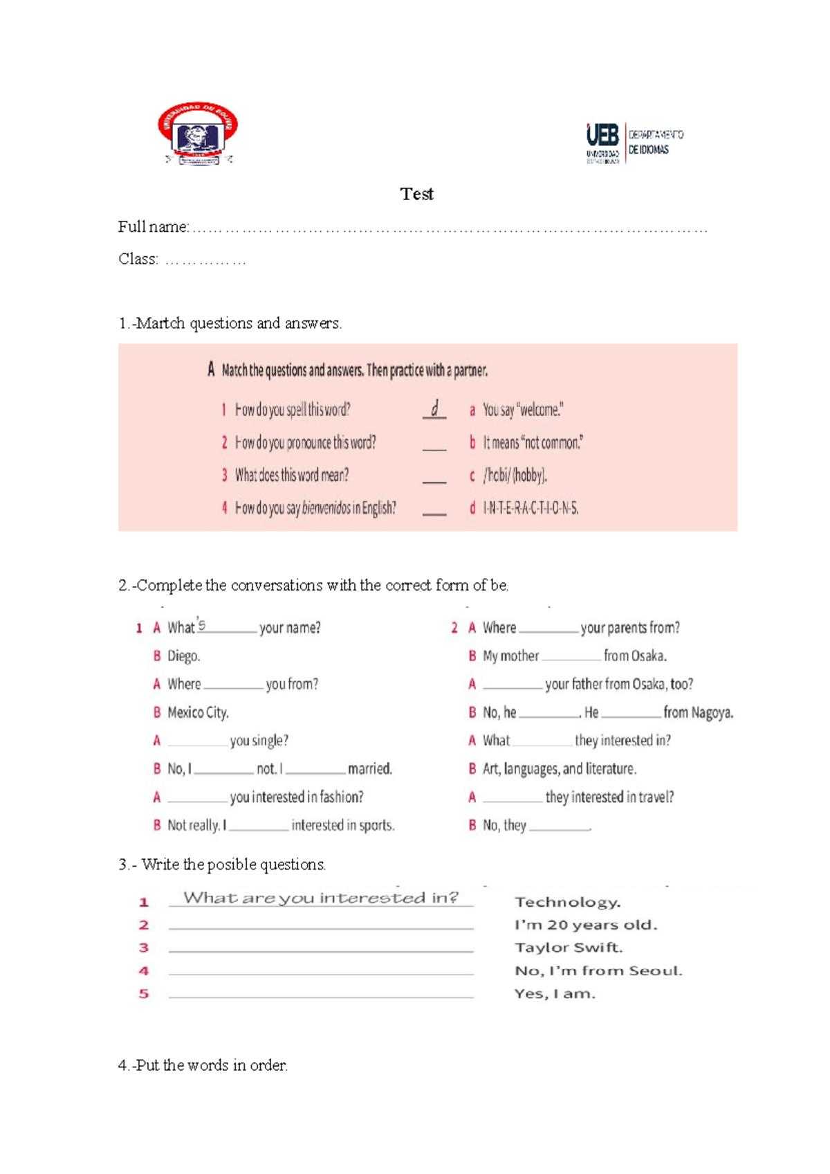 TEST UEB Septiembre 2024 - ingles - Test Full - Studocu