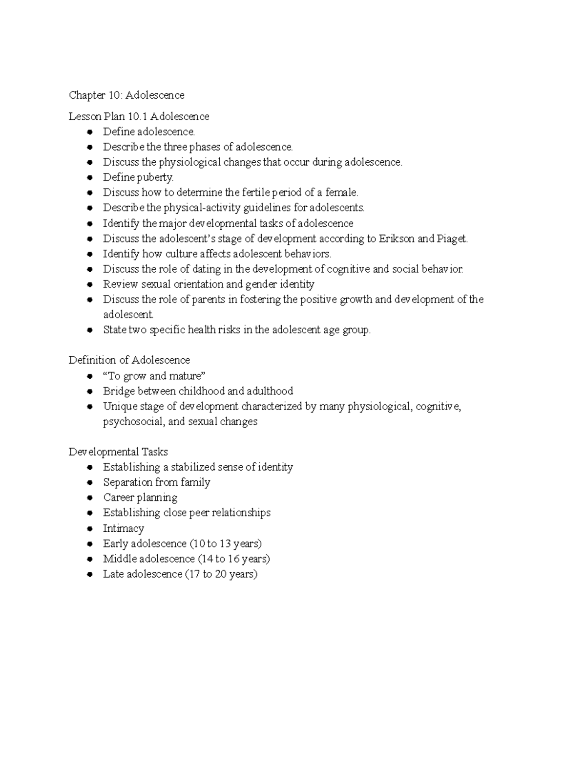 Ch 10 21 adolescents - Google Docs - Chapter 10: Adolescence Lesson ...