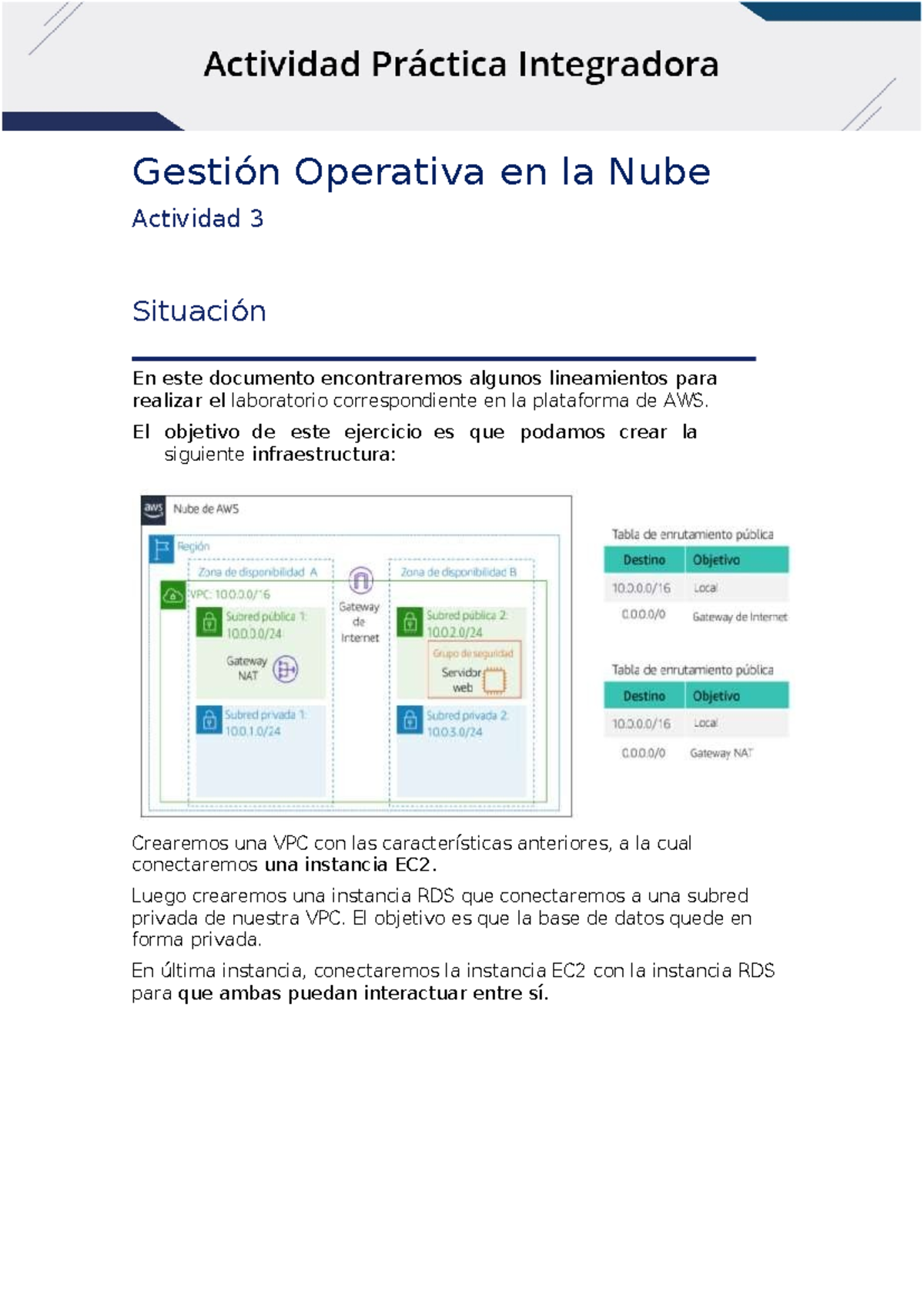 NUBE API3 - API3 - Gestión Operativa en la Nube Actividad 3 Situación ...