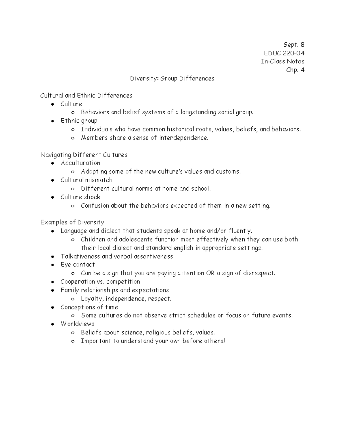 Chp. 4 - Diversity Group Differences - In Class Notes - Sept. 8 EDUC ...