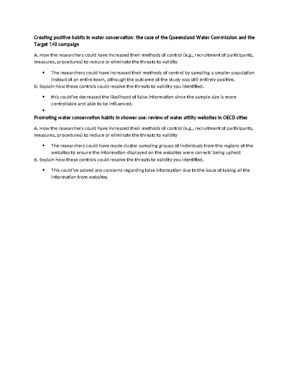 P201 Assignment 6 - Creating positive habits in water conservation: the ...