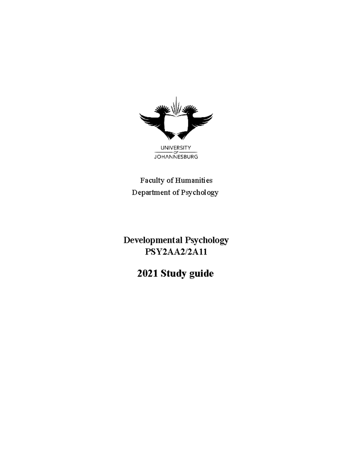 PSY2AA2 study guide 2021 APK & DFC - Faculty of Humanities Department ...
