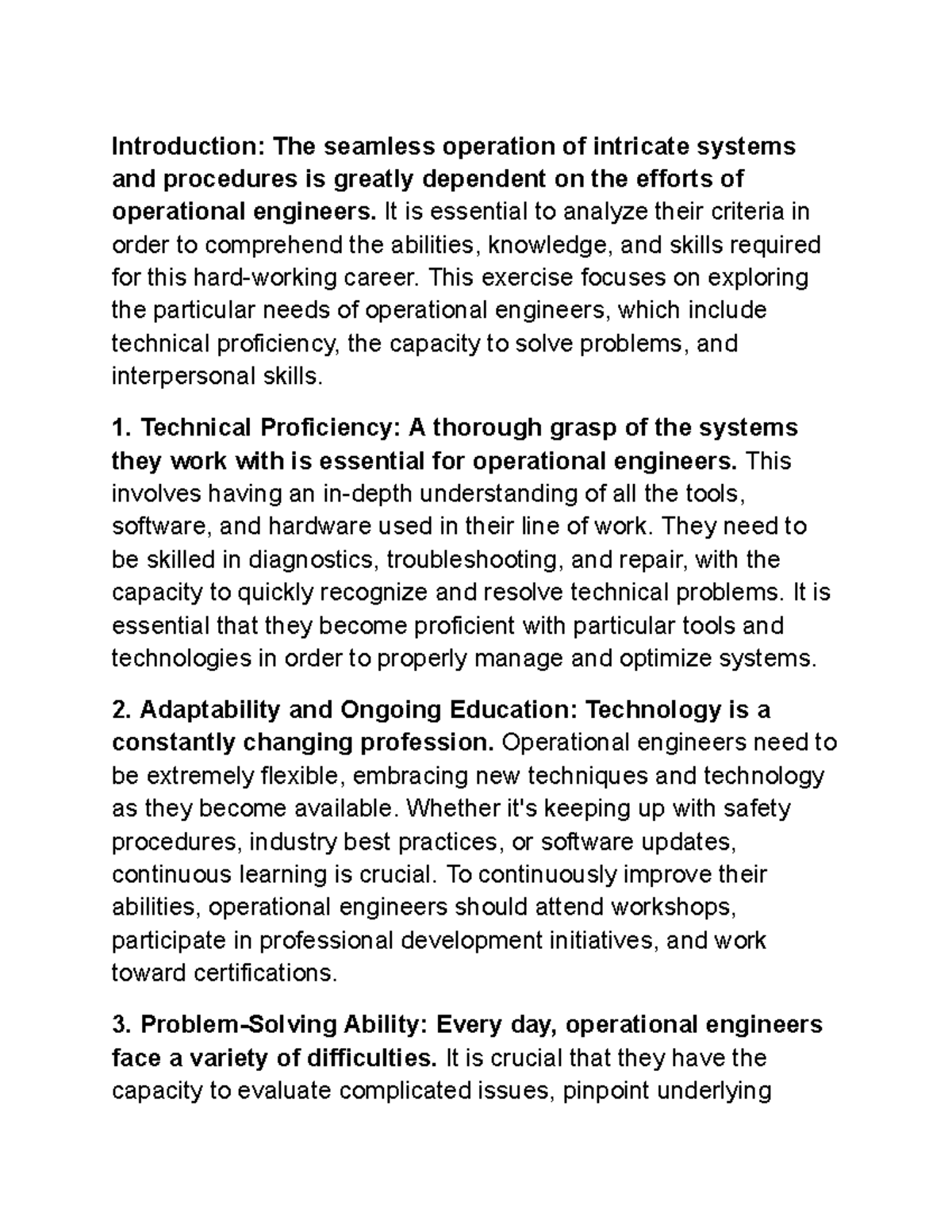 Practice 12 Analyze the Requirements of Operational Engineers ...