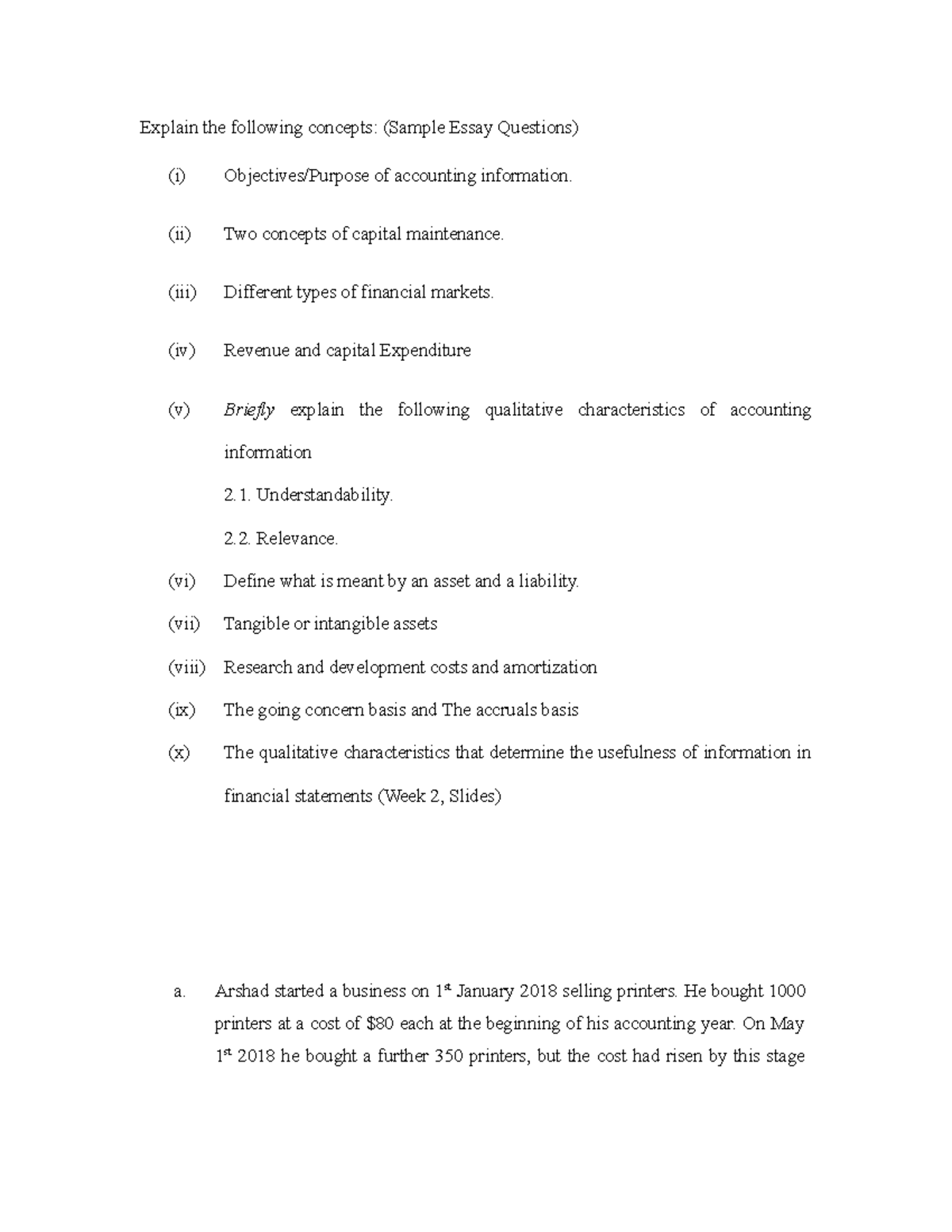 Sample Questions - Explain the following concepts: (Sample Essay Questions) (i) Objectives ...