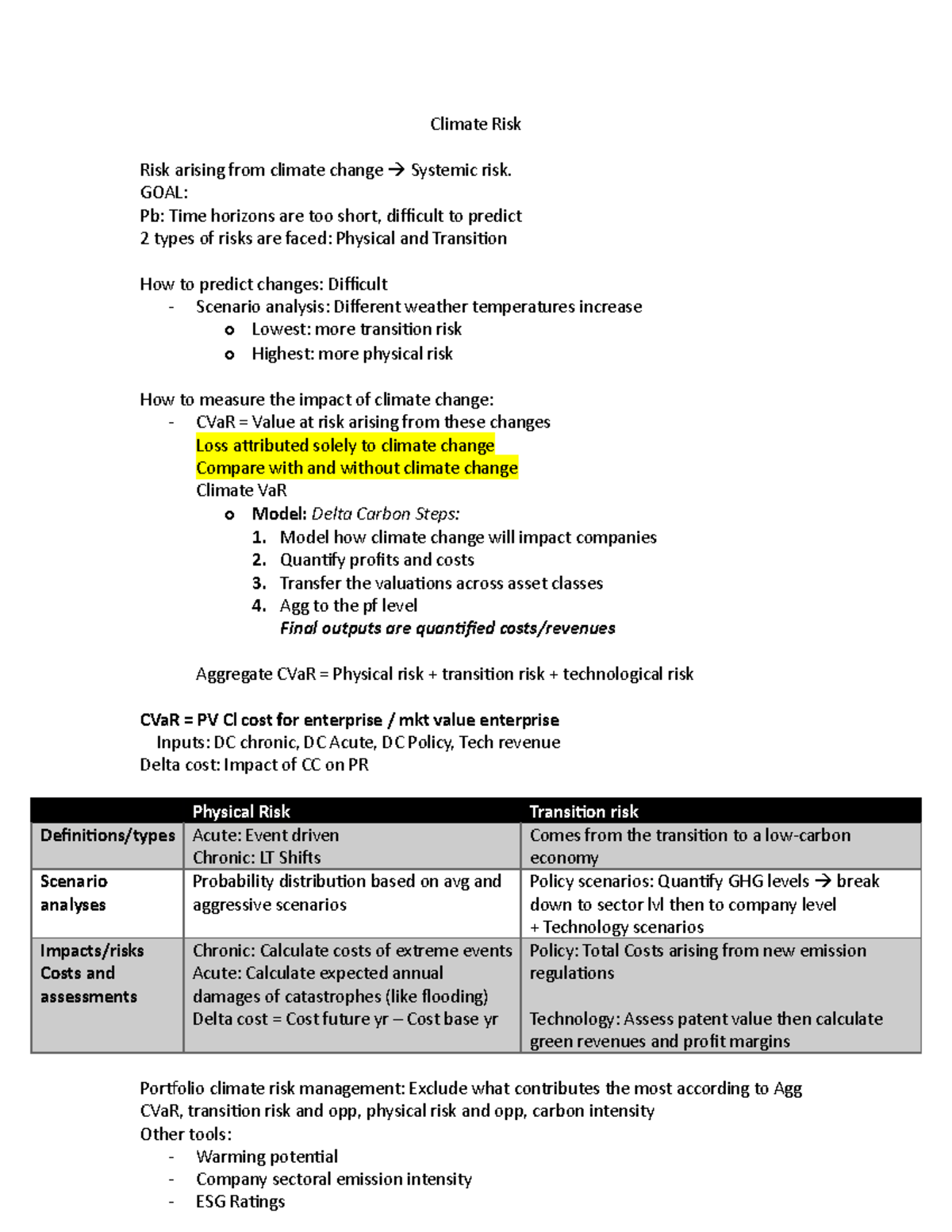 Climate Risk - Climate Risk Risk arising from climate change Systemic ...