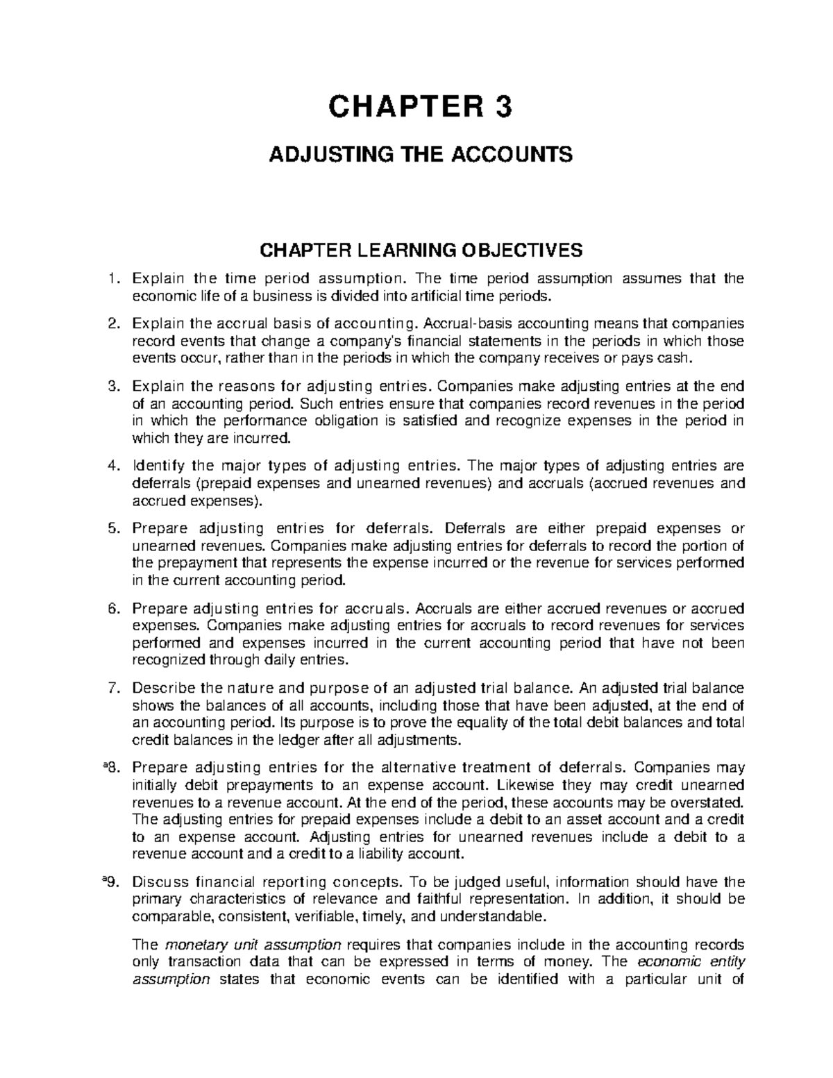 Ch03 - Questions for chapter 3 - CHAPTER 3 ADJUSTING THE ACCOUNTS CHAPTER LEARNING OBJECTIVES 1 ...