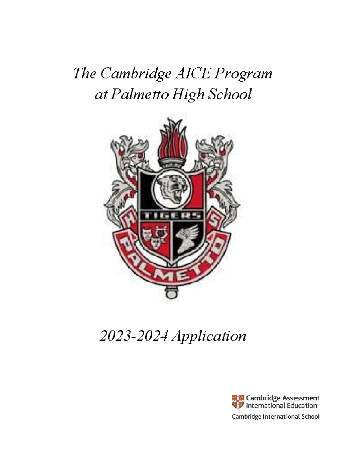 AICE Application 2023-2024 - The Cambridge AICE Program at Palmetto ...