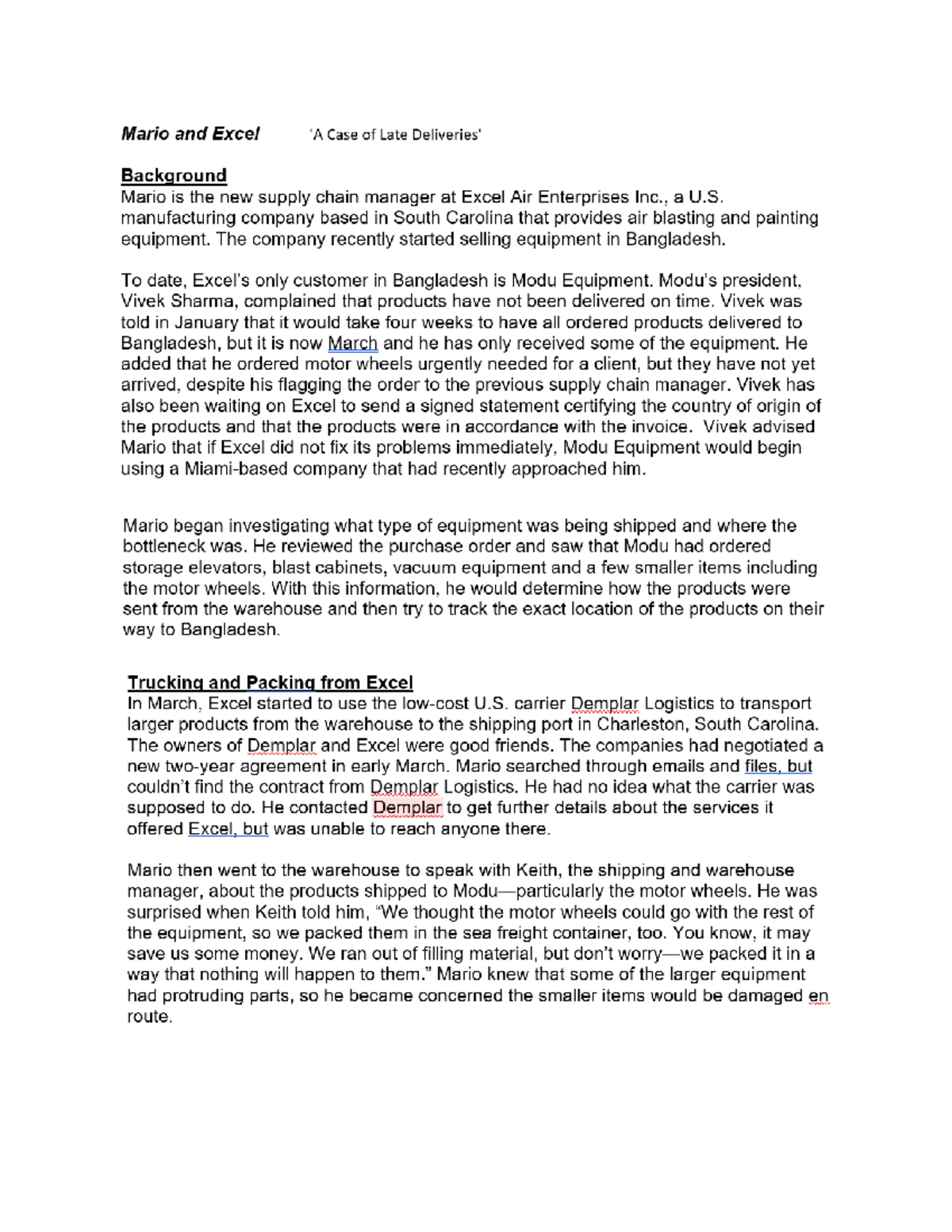 Mario and Excel - Student Copy - Mario and Excel Case of Late ...