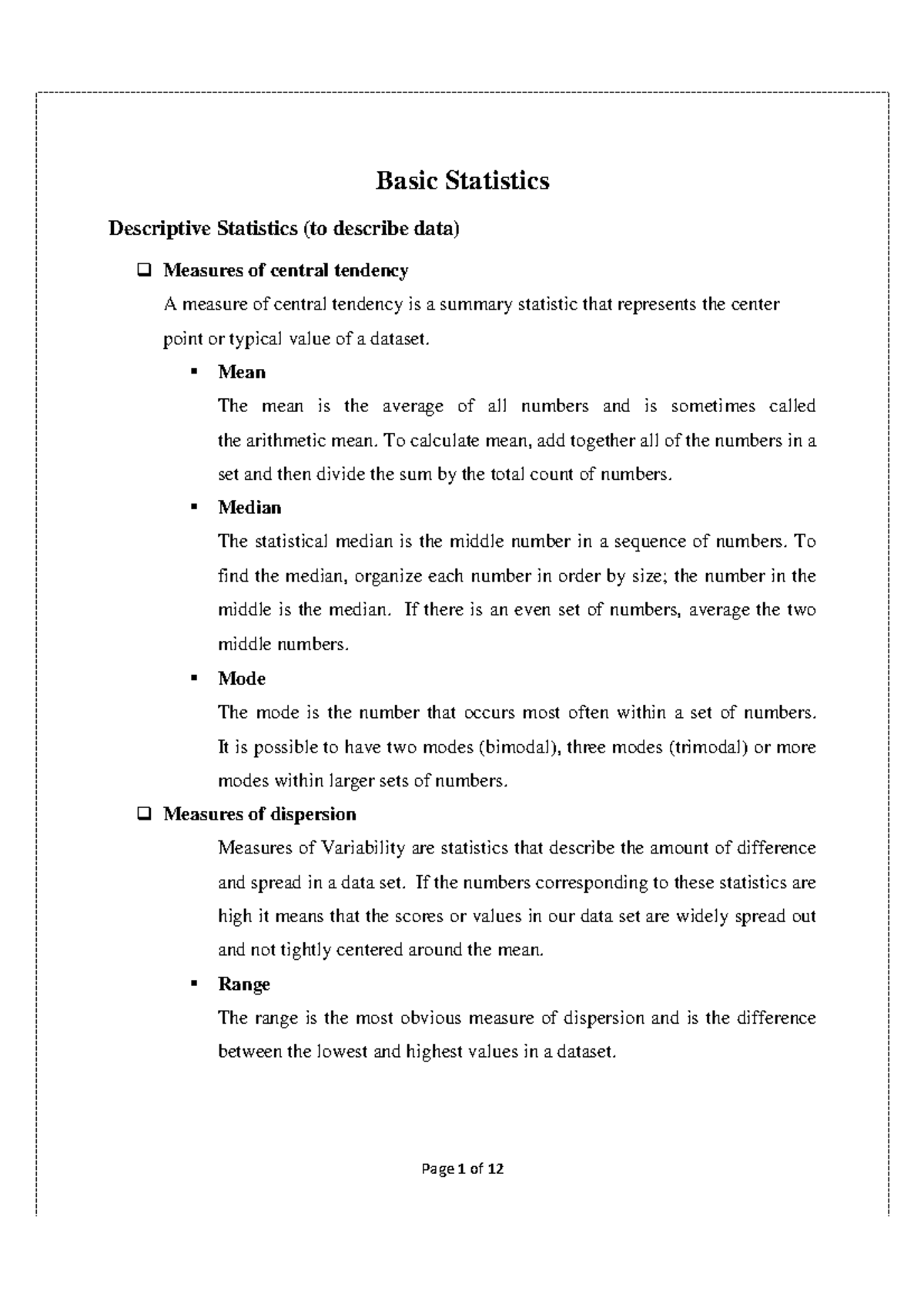 R pro 5 - R programming in data science - Basic Statistics Descriptive Statistics (to describe ...