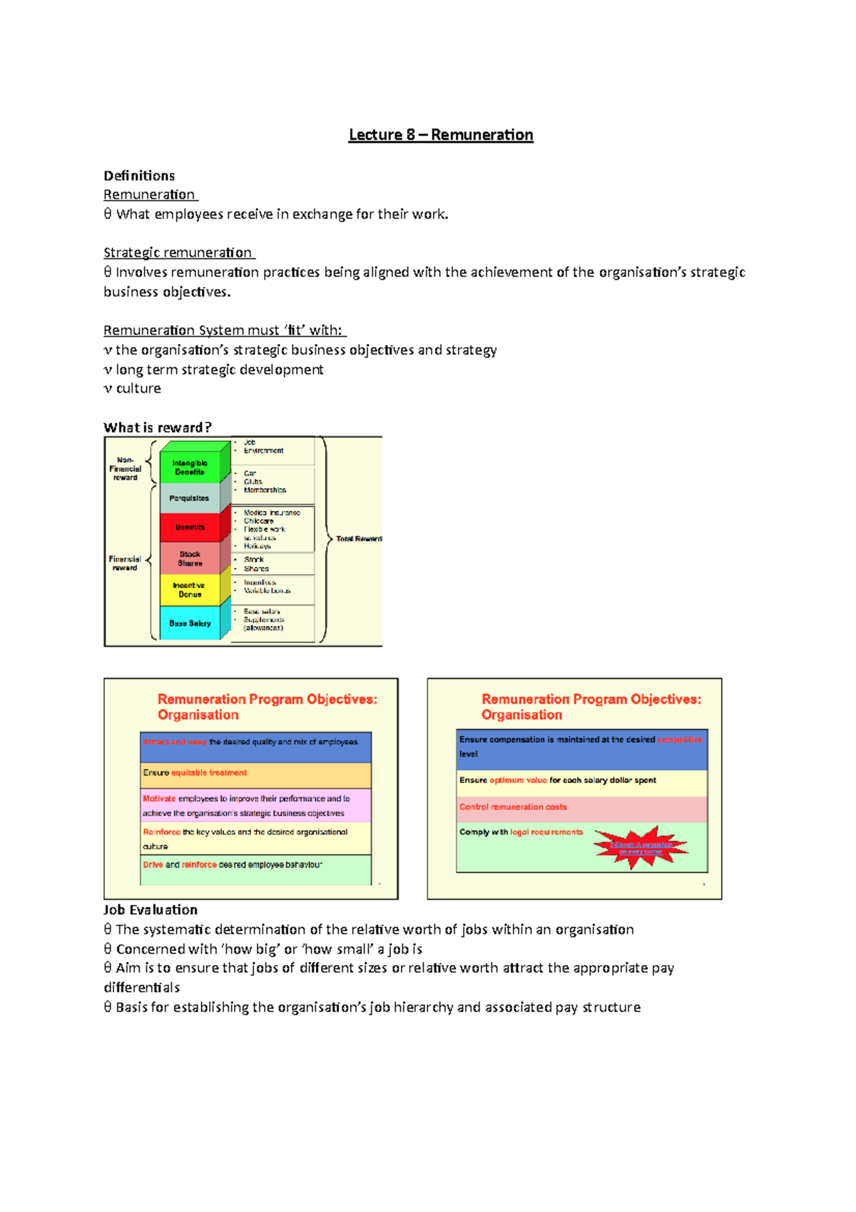 Lecture 8 - Remuneration - Lecture 8 – Remuneraion Deiniions ...