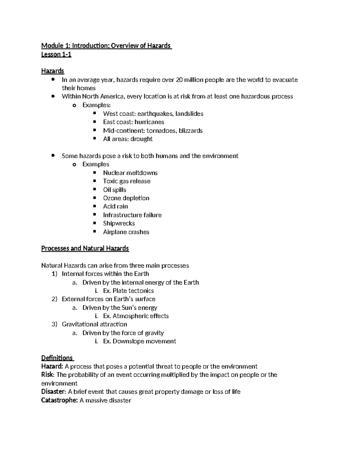 Natural Hazards Introduction, Overview of Hazards - Module 1: Introduction; Overview of Hazards ...