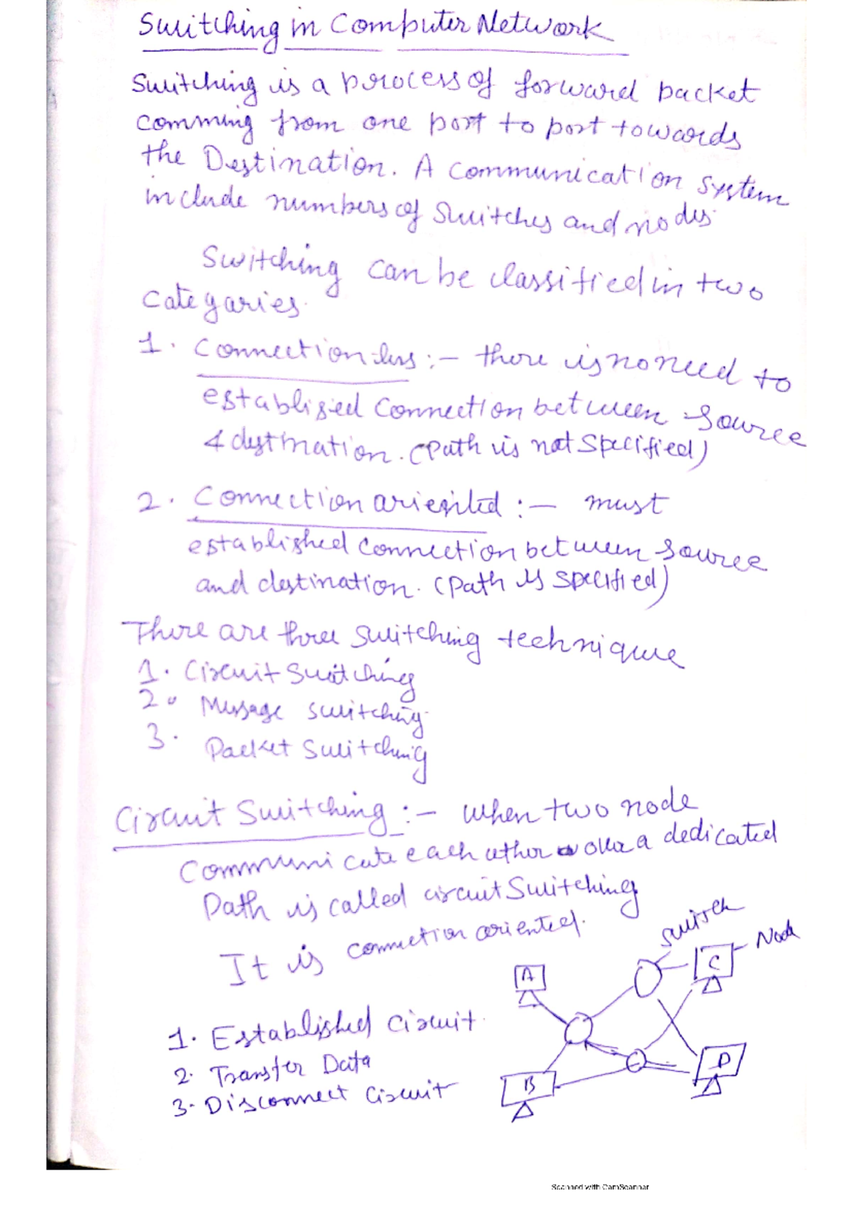 Switching IN Computer Network - computer Science and Enginerring - Studocu