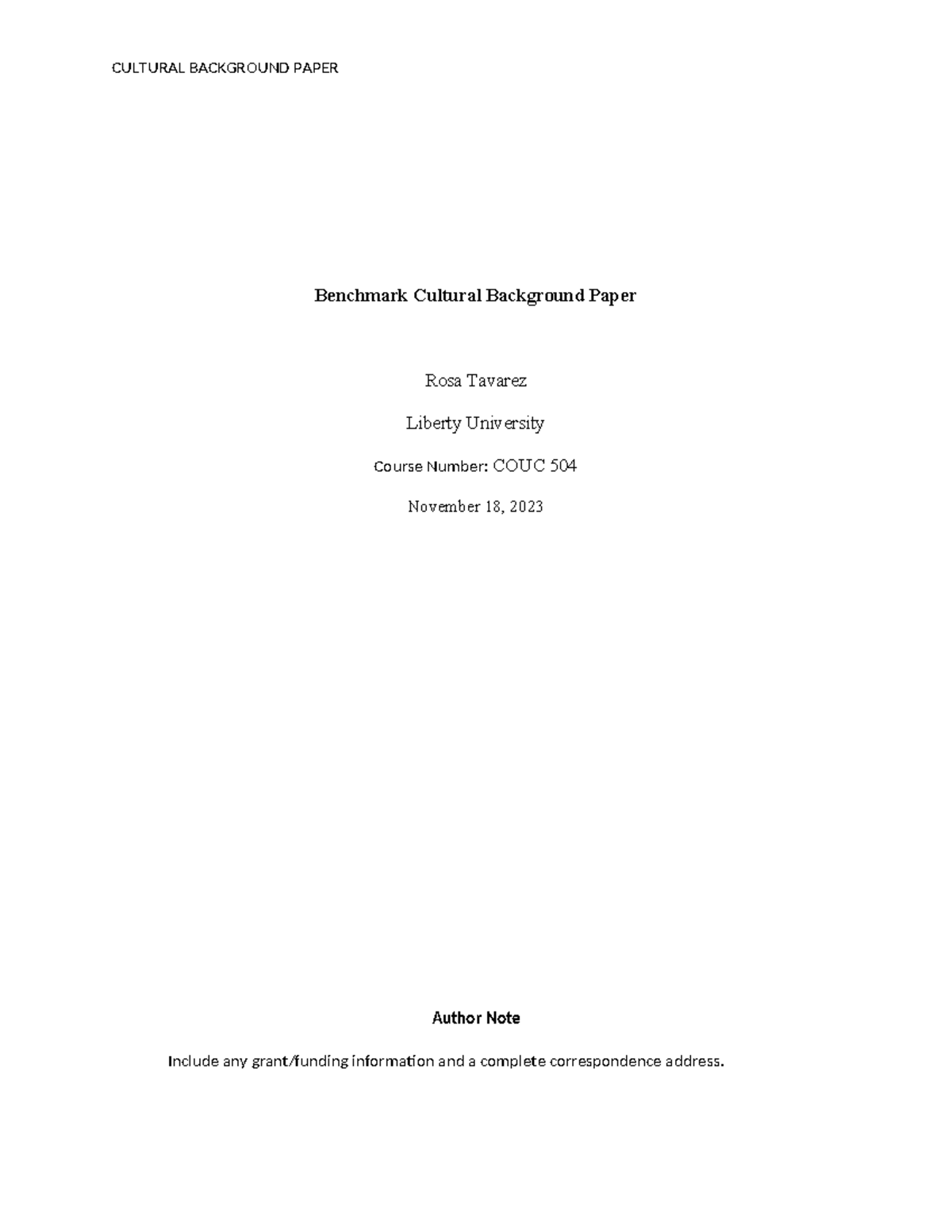 Benchmark Cultural Background Paper - CULTURAL BACKGROUND PAPER ...