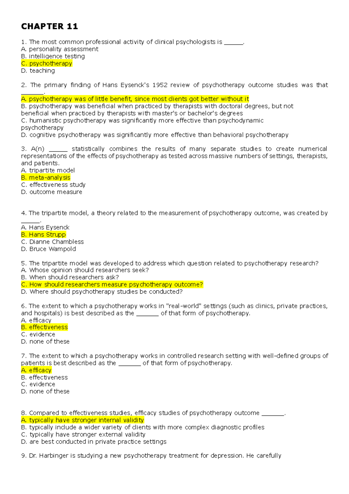 Chap-11 - clinical psychology chapter 11 reviewer - CHAPTER 11 The most ...