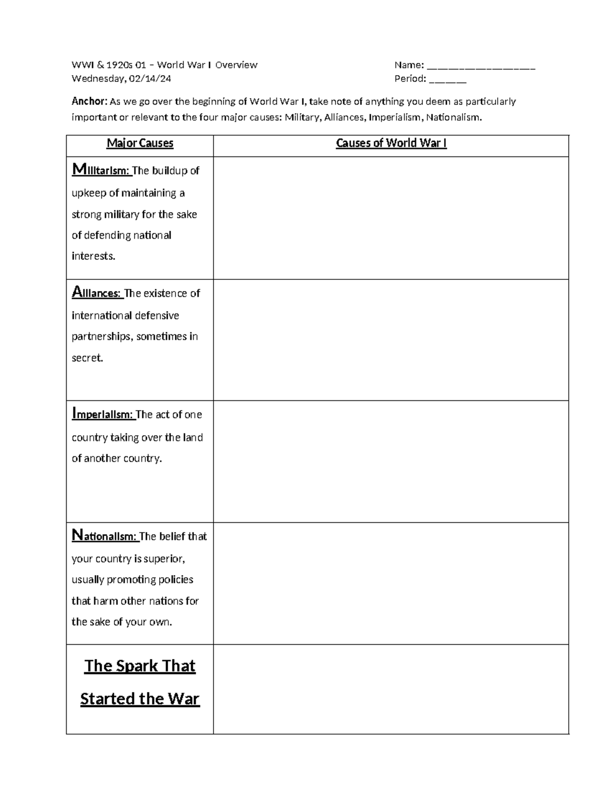 WWI and 1920s 01 - World War I - WWI & 1920s 01 – World War I Overview ...